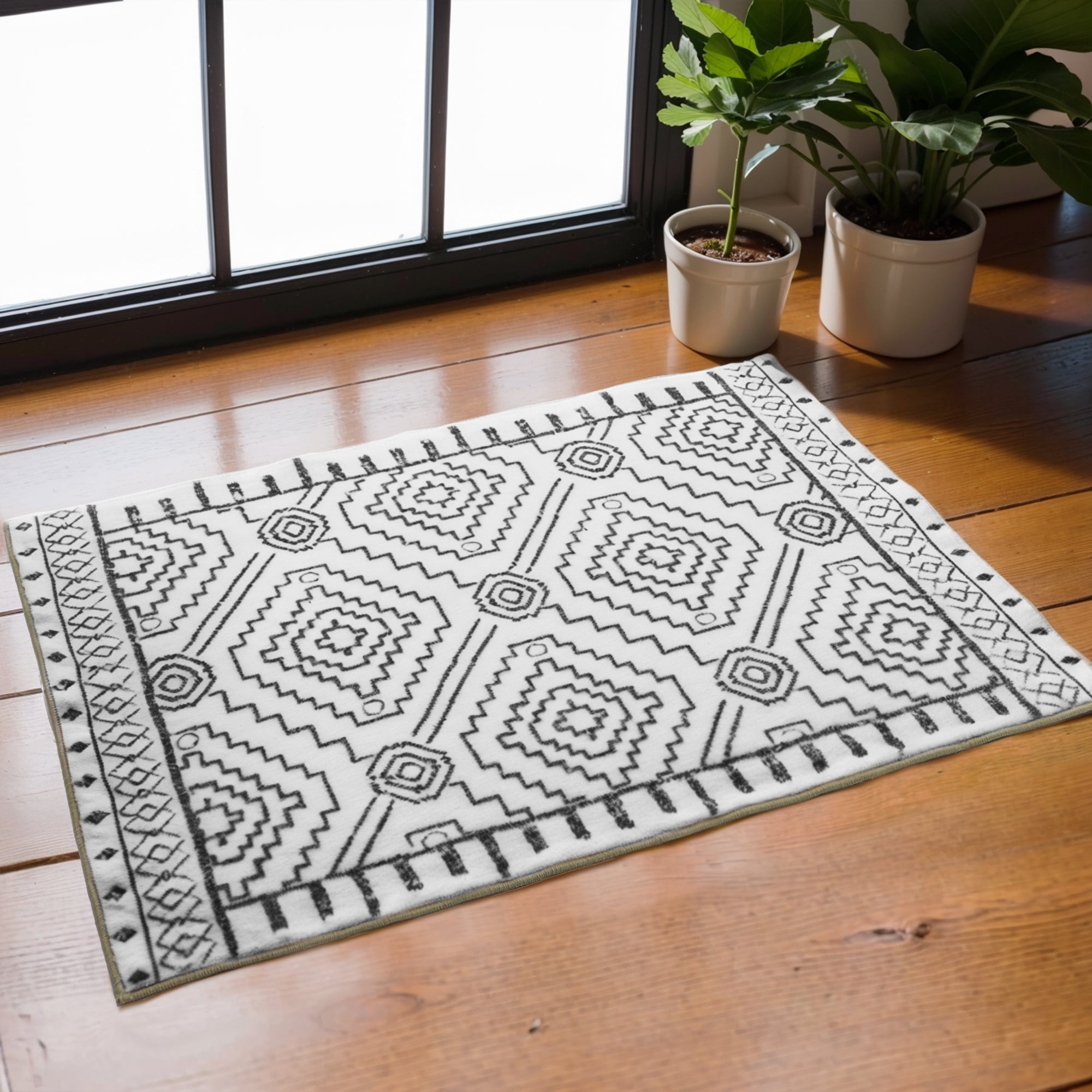 2x3ft Indoor Door Mat, Moroccan Boho Floor Mat,Non Slip Low-Profile ...