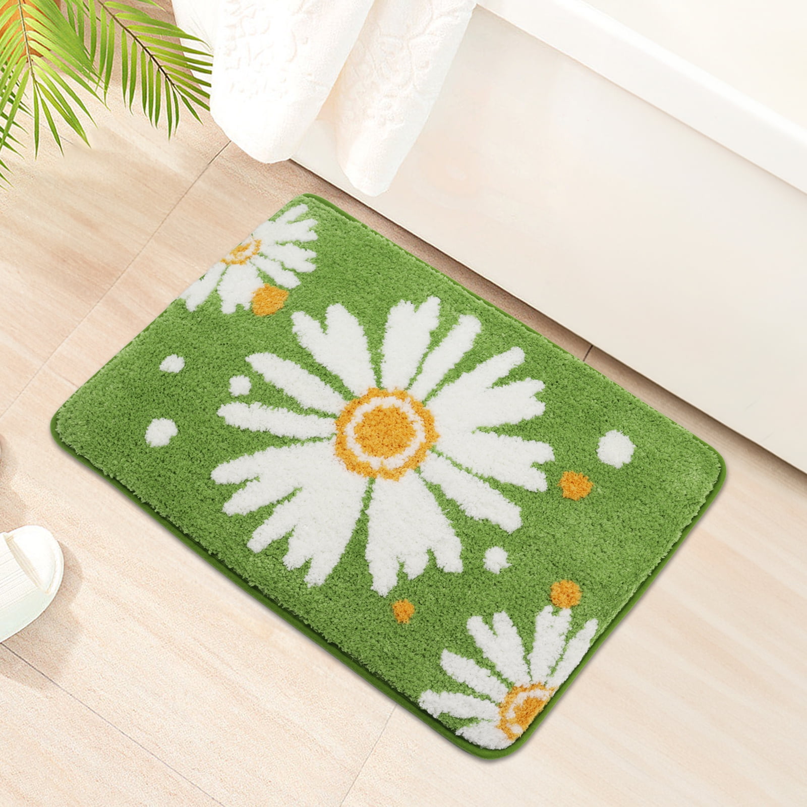 31.5x19.7in Bathroom Rug Cute Daisy Bath Mat White and Yellow Flower ...