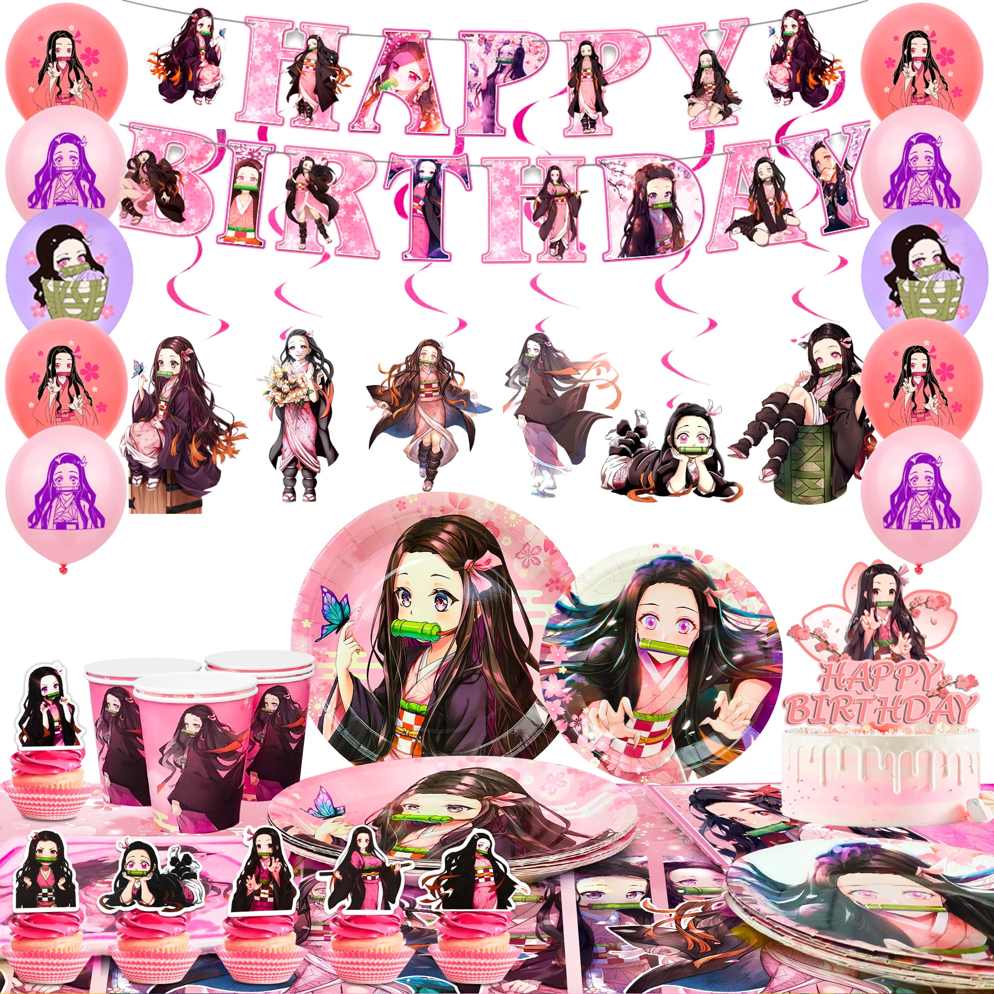 Nezuko Birthday Decorations,117pcs Nezuko Party Decorations&Nezuko ...