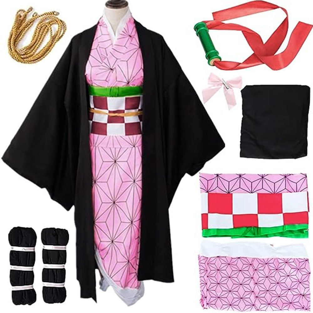 Premium Anime Nezuko Costume Demon Slayer Cosplay Outfit for Kids ...