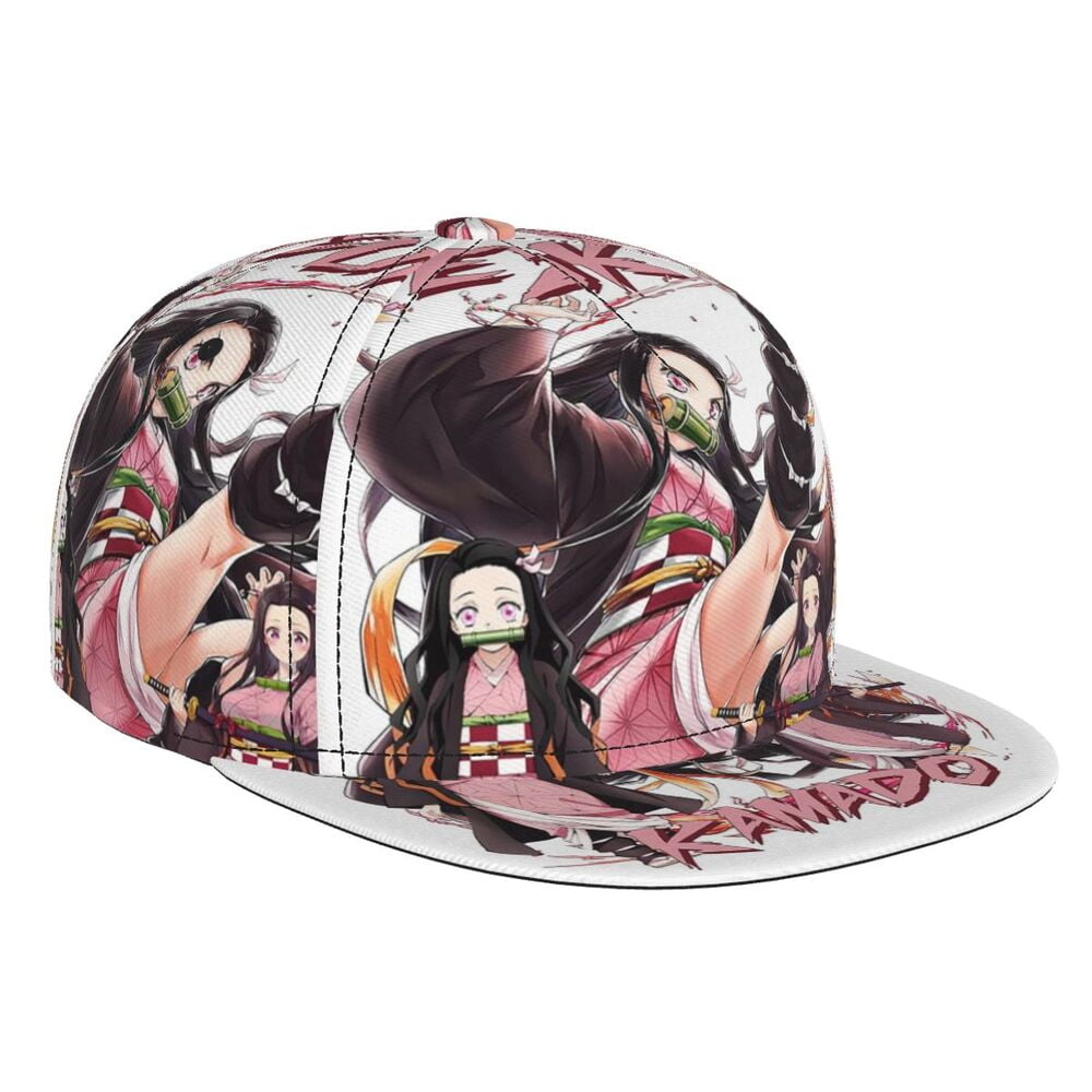 Nezuko Kamado Adjustable Flat Brim Baseball Cap Snapback Hat Hip Hop ...