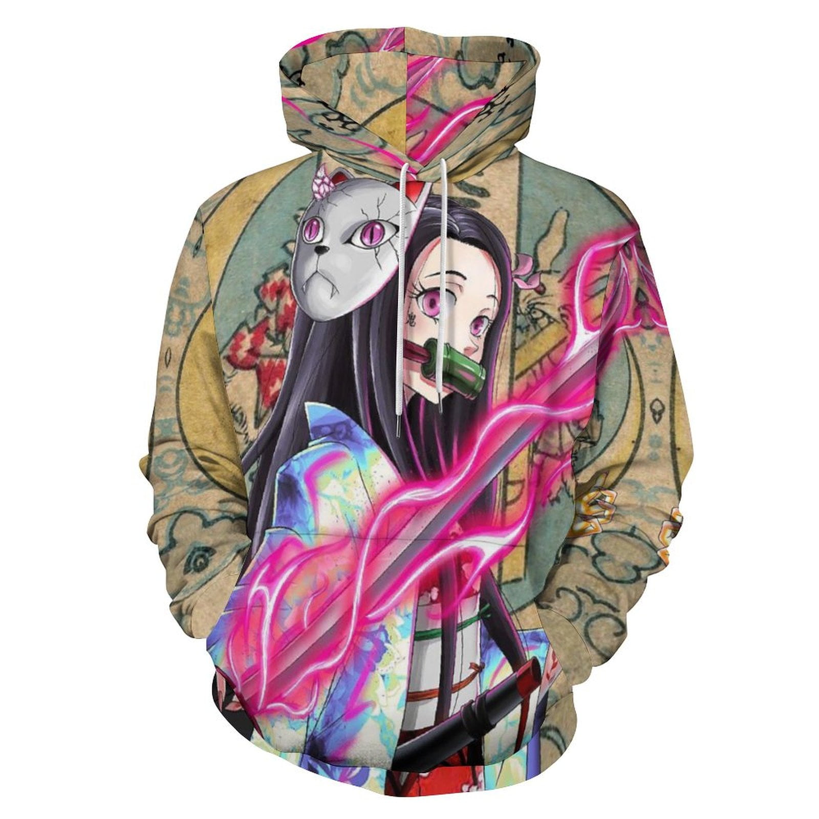 Nezuko Kamado Adult Sweater Pullover Hoodie 3D Printed Loose Hooded ...