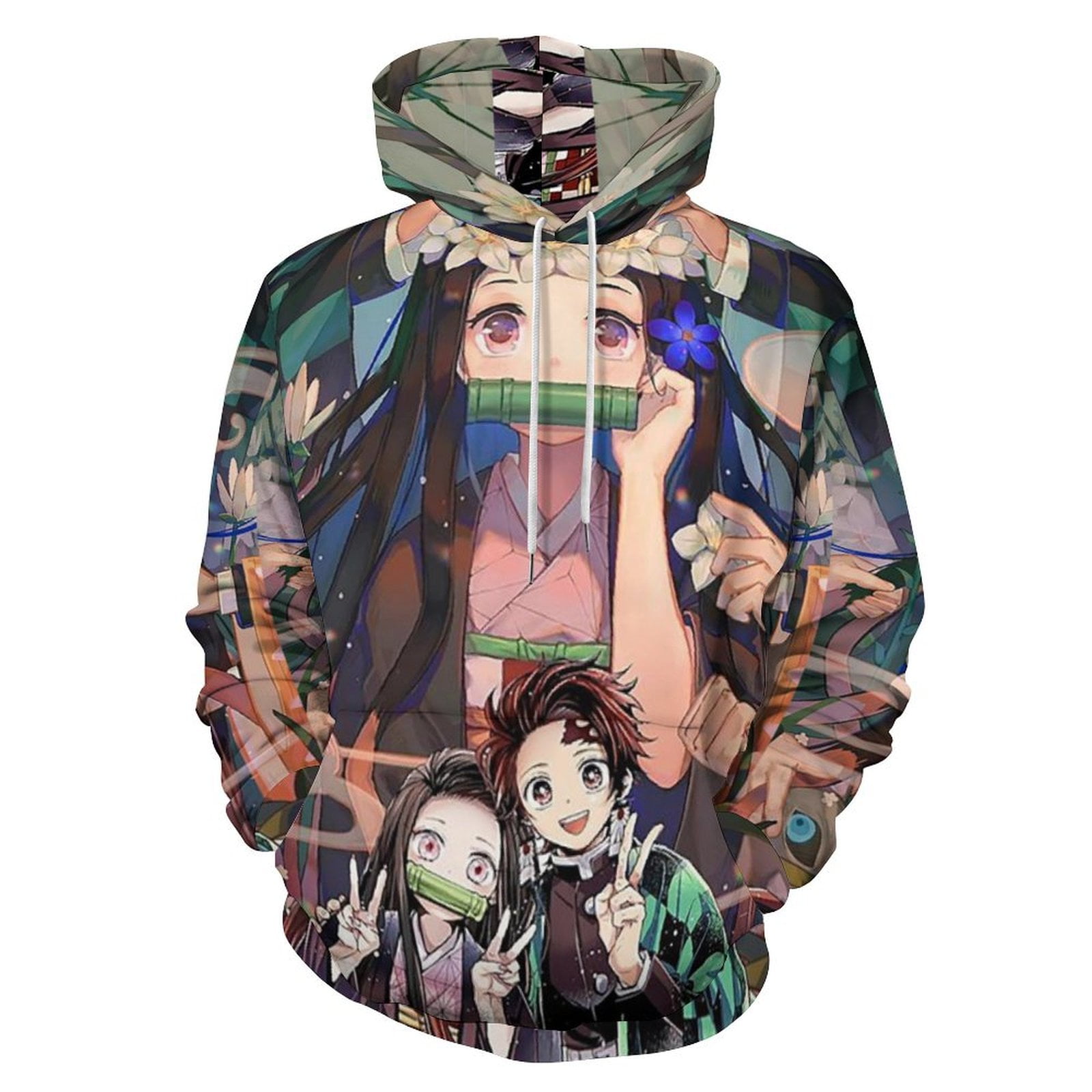 Nezuko Kamado Adult Sweater Pullover Hoodie 3D Printed Loose Hooded ...