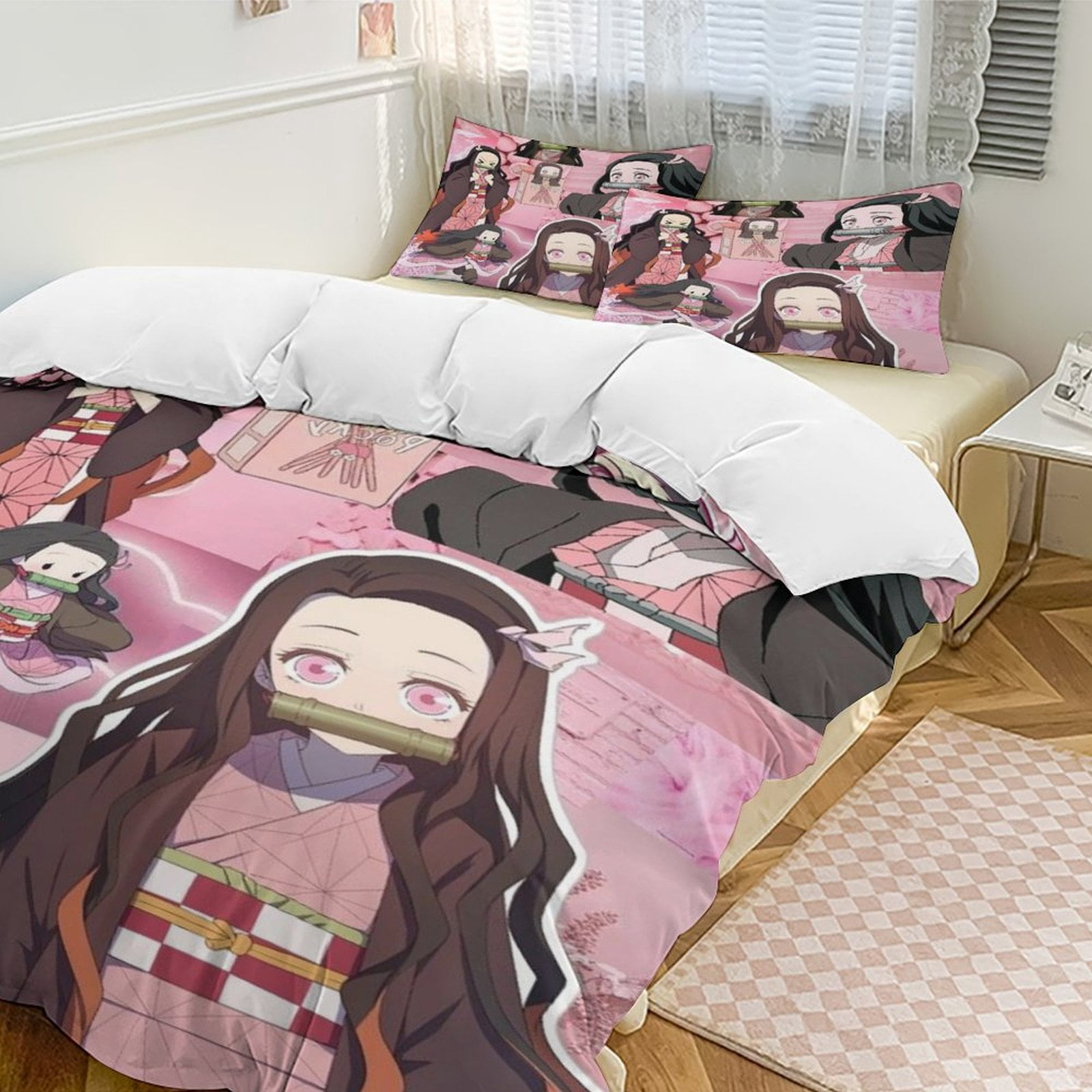 Nezuko Kamado Anime 3-Piece Bedding Set 86"x70" Bed Sheets Duvet Cover ...
