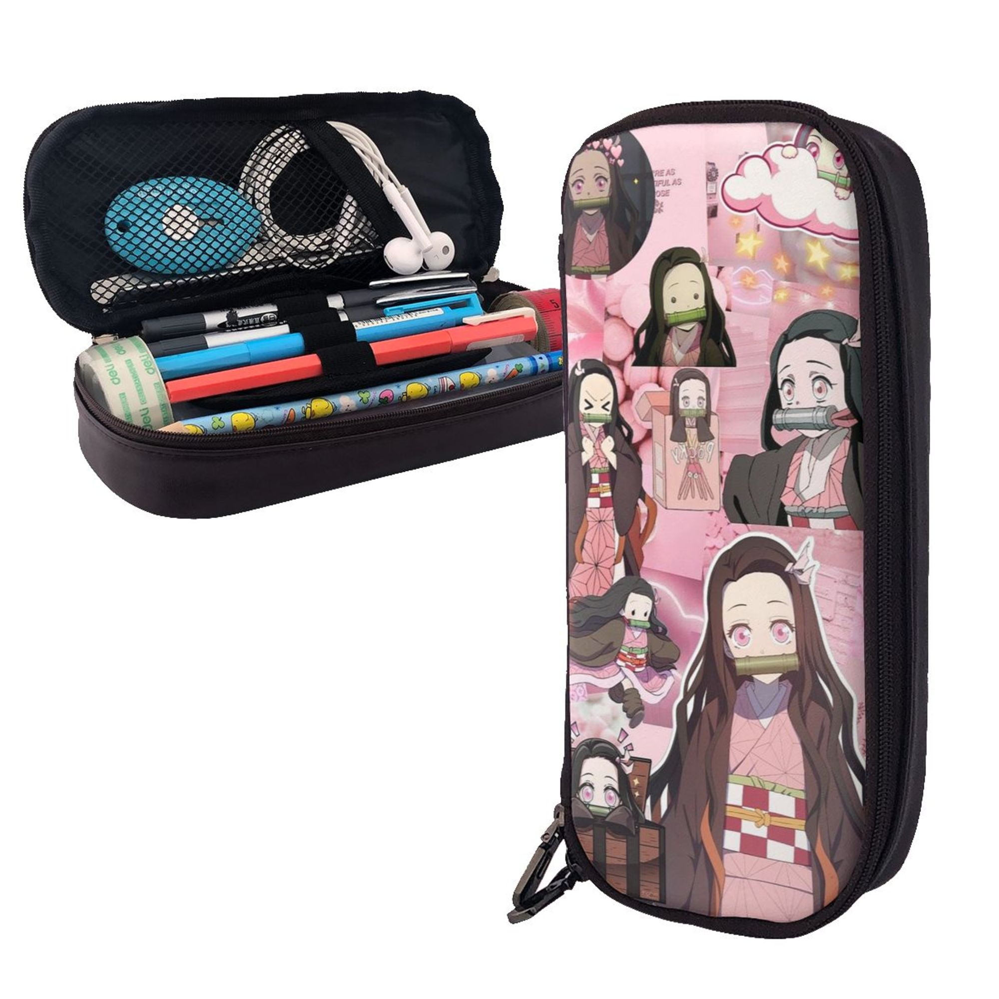 Nezuko Kamado Anime Pencil Case Leather Holder Office Buggy Pouch ...