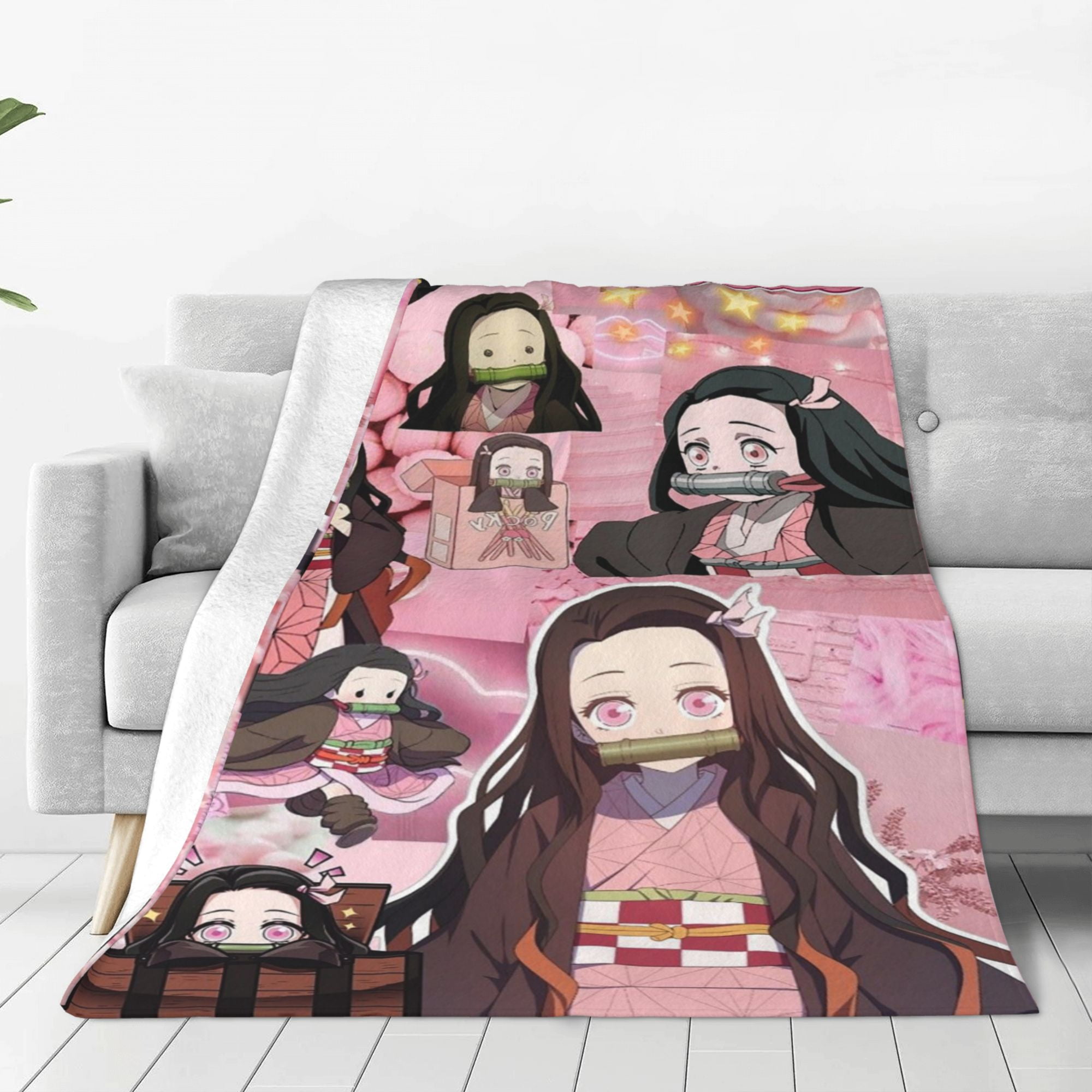 Nezuko Kamado Anime Soft Lightweight Bed Blankets Plush Fuzzy Cozy ...