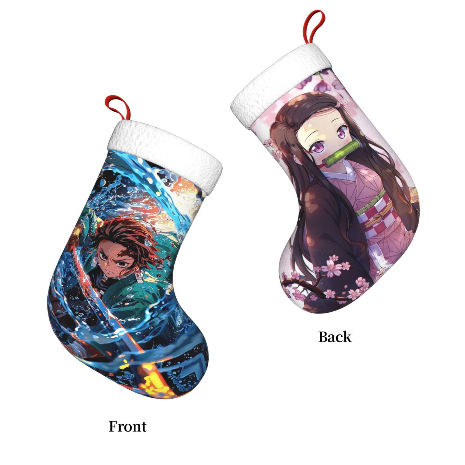 Nezuko Kamado Demon Slayer Christmas Stockings 2Pcs Cuff Xmas Socks ...