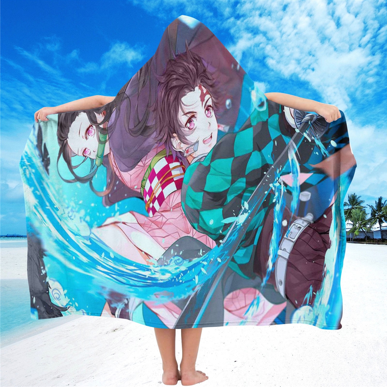 Nezuko Kamado Demon Slayer Hooded Kids Beach Towels Microfiber Toddler ...