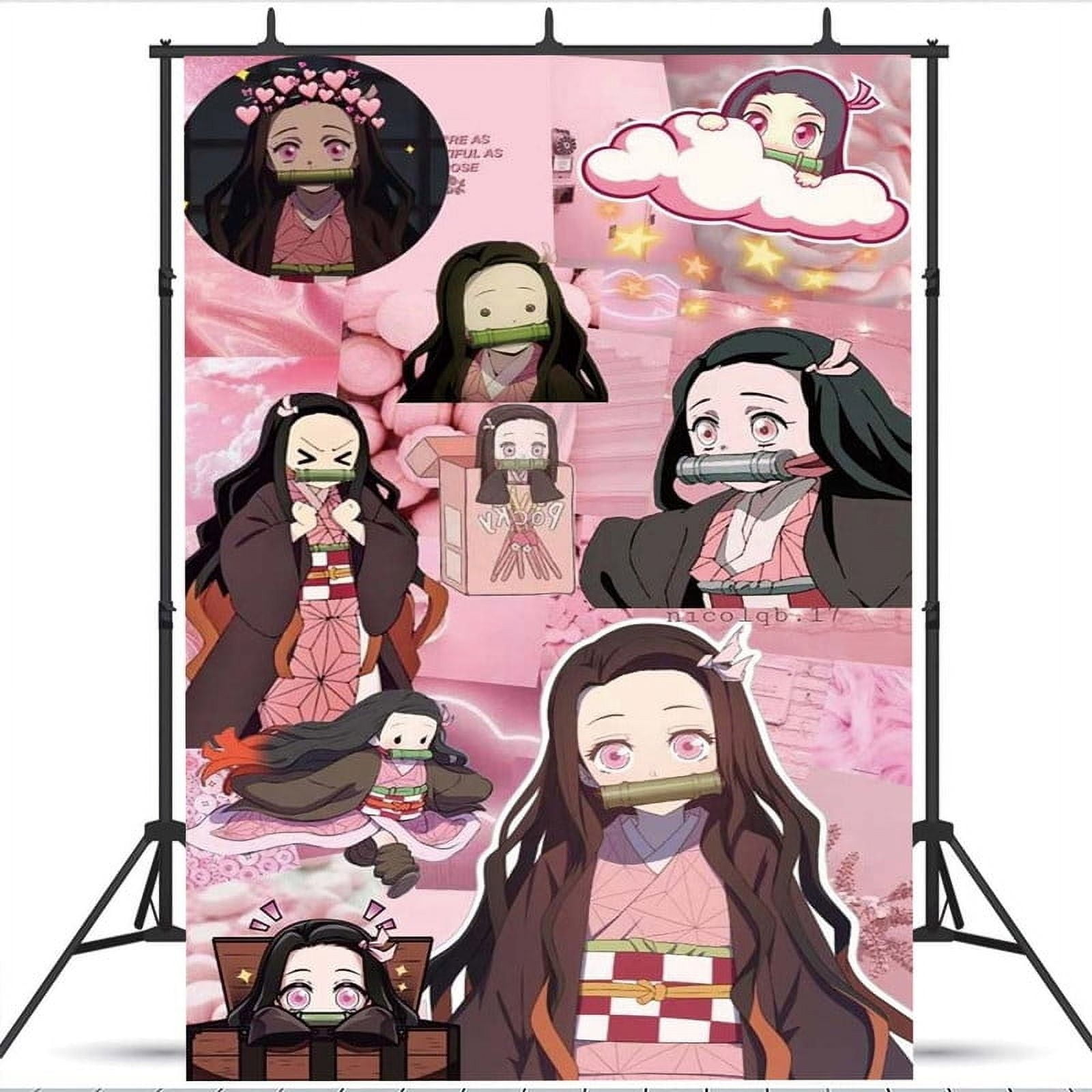 Nezuko Kamado Demon Slayer Party Supplies Background Backdrop Taspestry ...