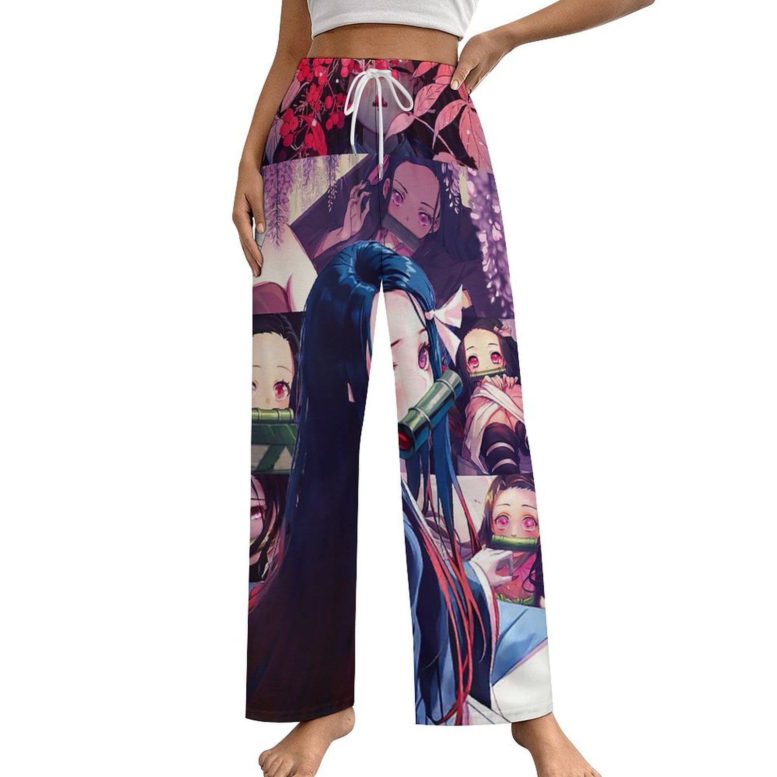 Nezuko Kamado Demon Slayer Women Pajama Suit Sleepwear Long Pants ...