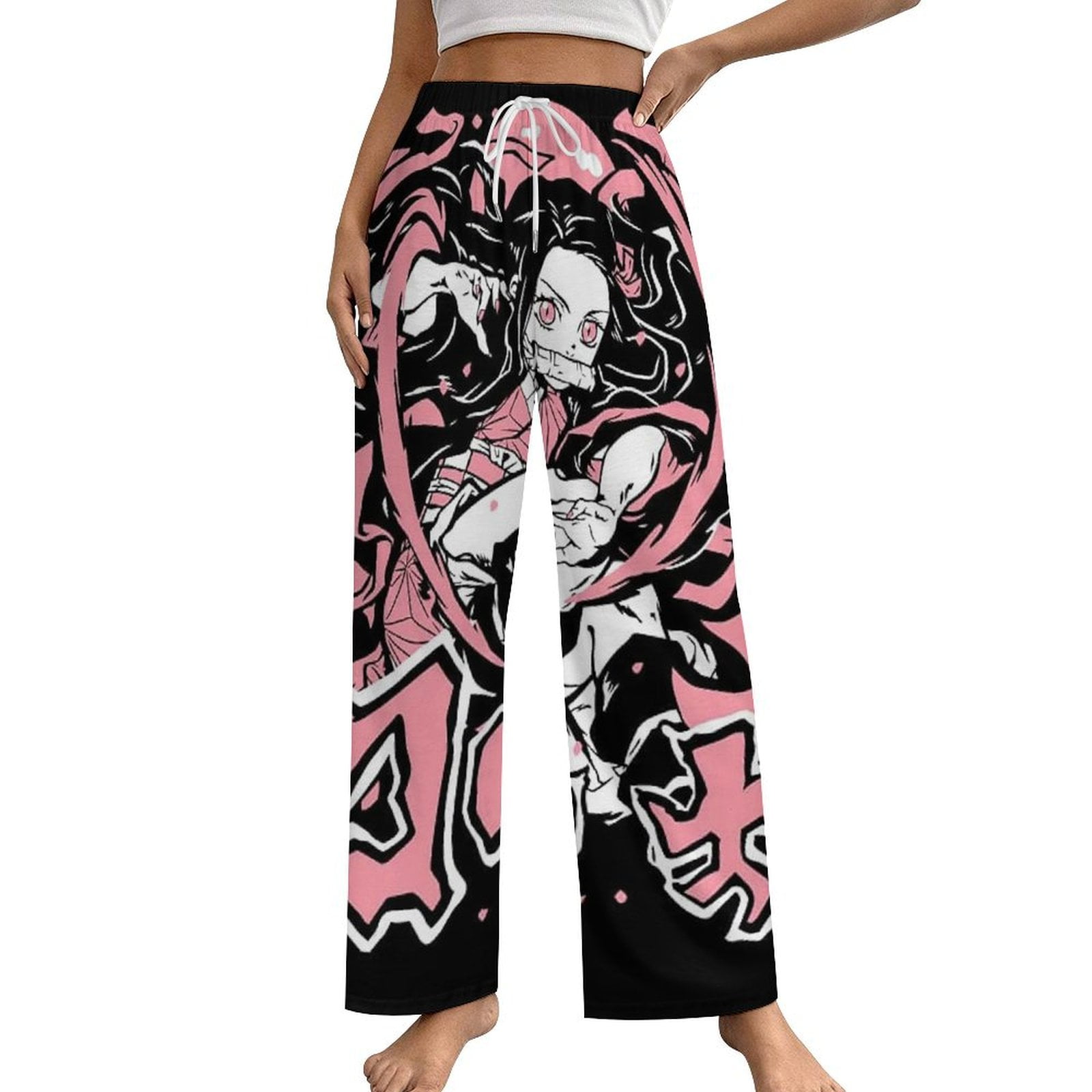 Nezuko Kamado Demon Slayer Women Pajama Suit Sleepwear Long Pants ...