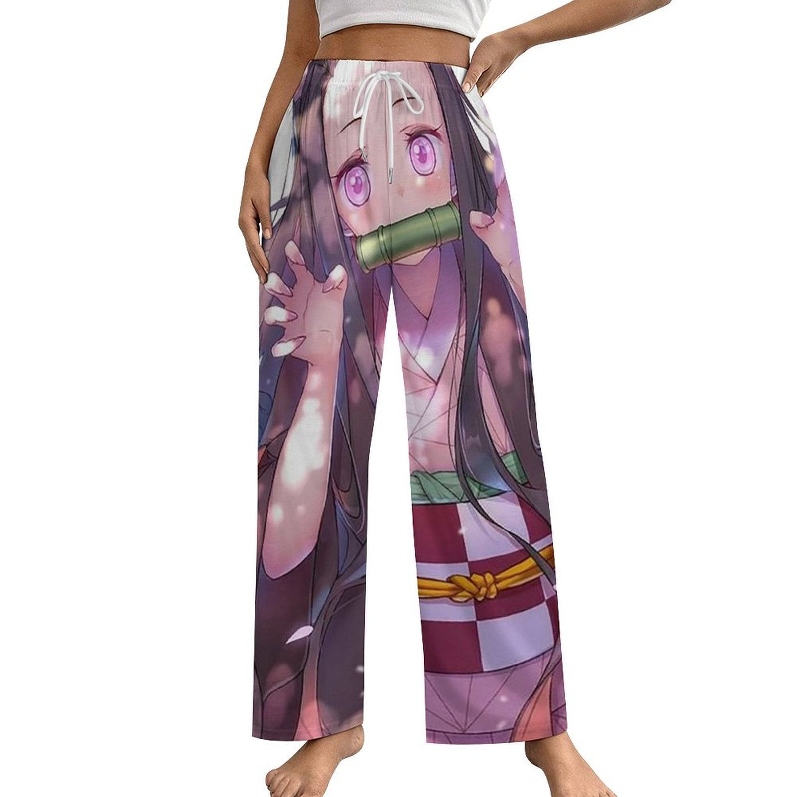 Nezuko Kamado Demon Slayer Women Pajama Suit Sleepwear Long Pants ...