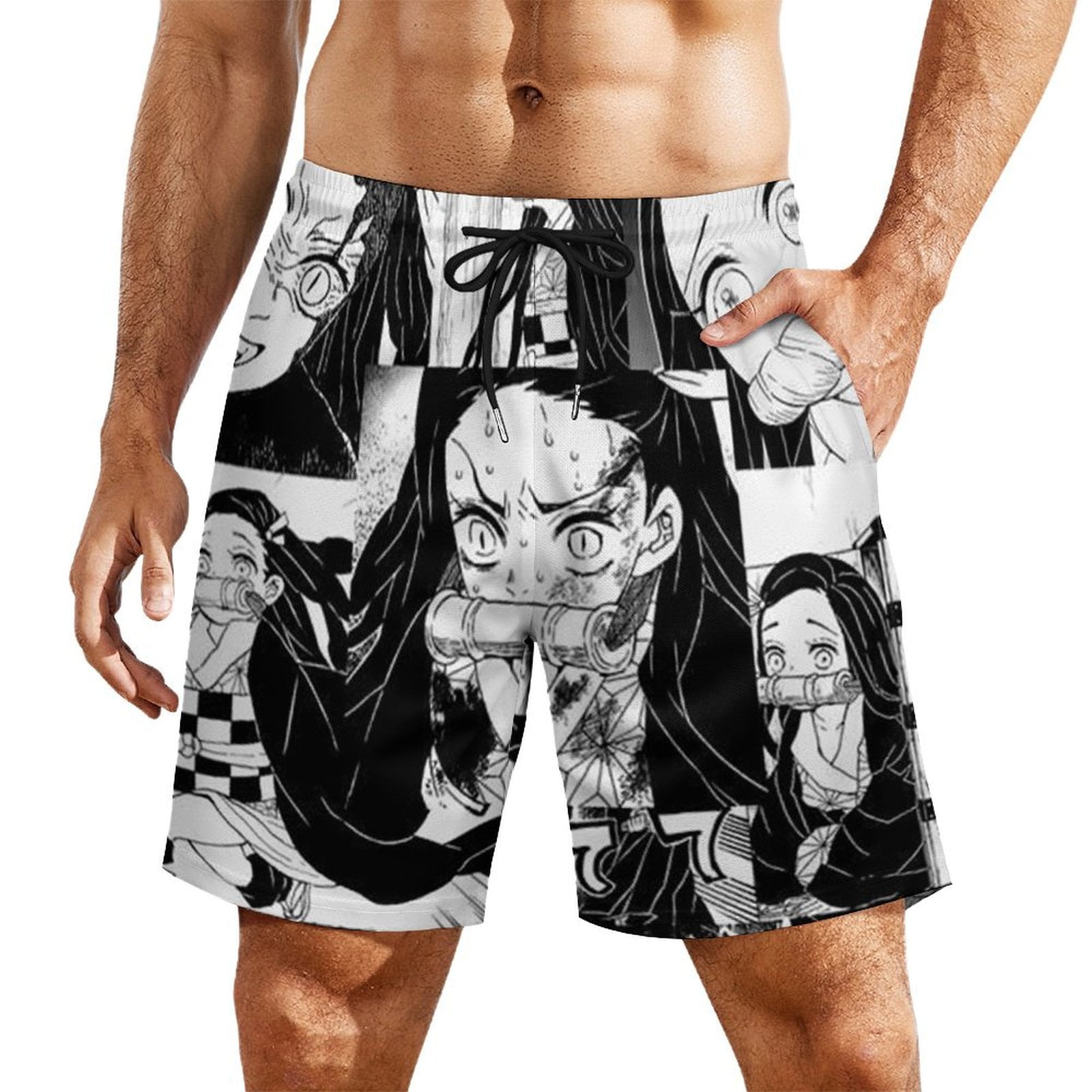 Nezuko Kamado Men's Swim Trunks Beach Compression Iiner Shorts Quick ...