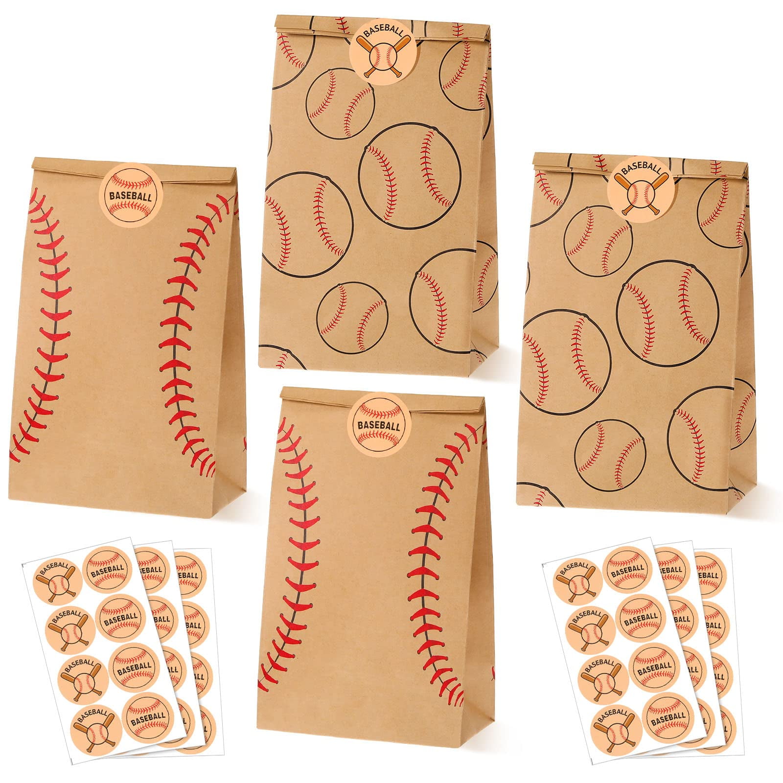 Nezyo 24 Pcs Baseball OIF8 Gift Bags Team Party Favor Baseball Sport ...