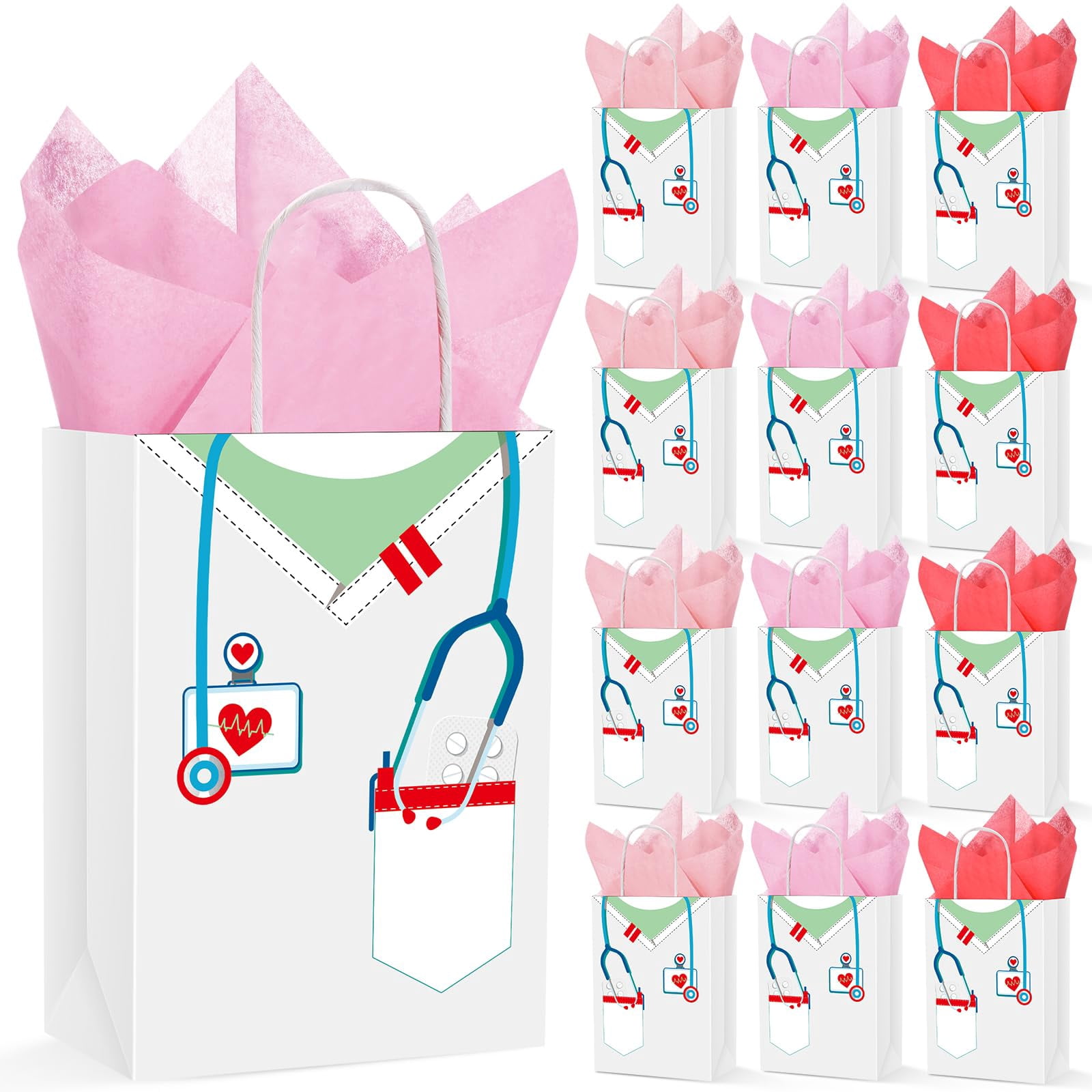 Nezyo 30 Pcs Nurse Gift Bags AIS1 with 30 Tissue Papers Nurses ...