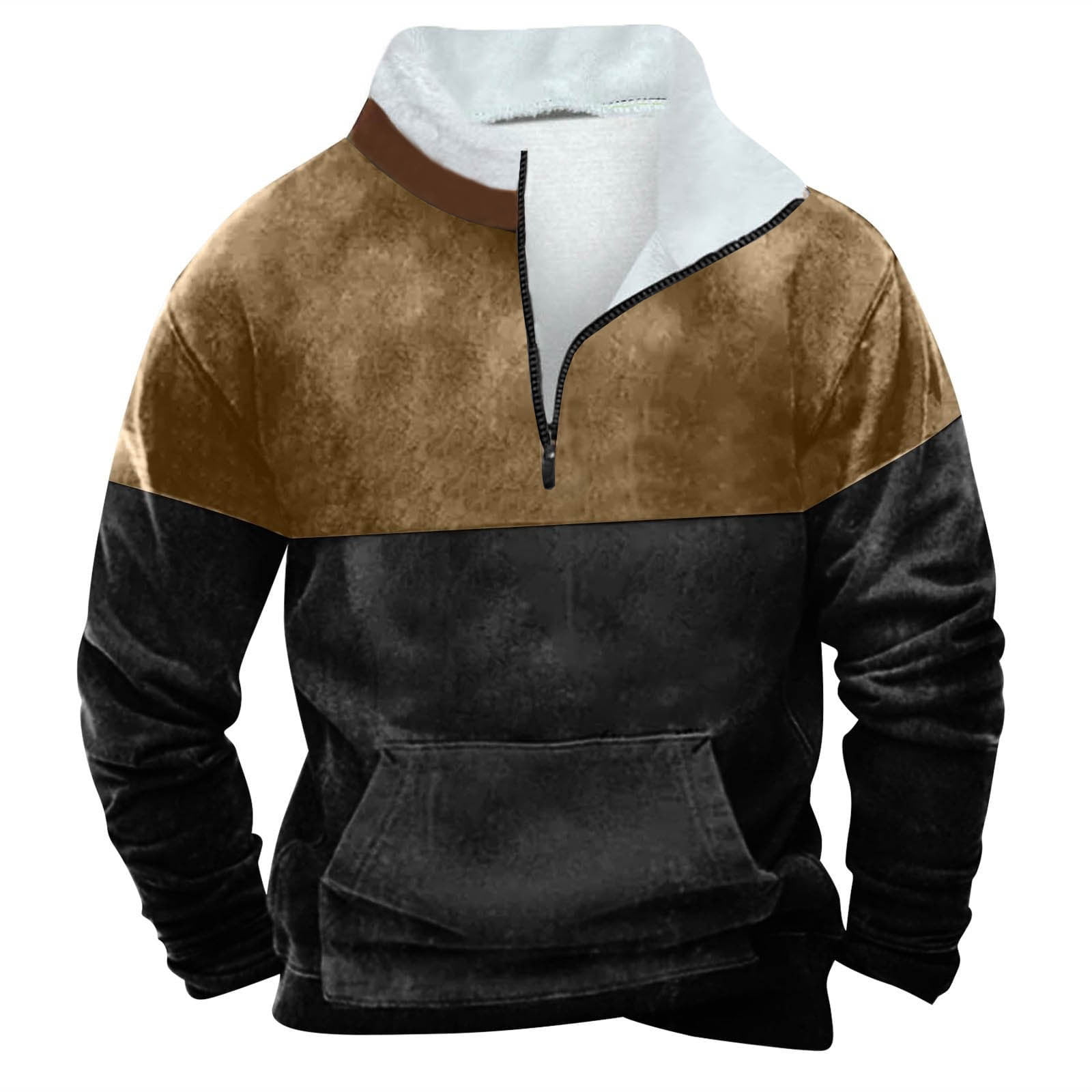 Nfhtoj Men's Western Jacket Cowboy Print Pullover 1/4 Zip Stand Collar ...