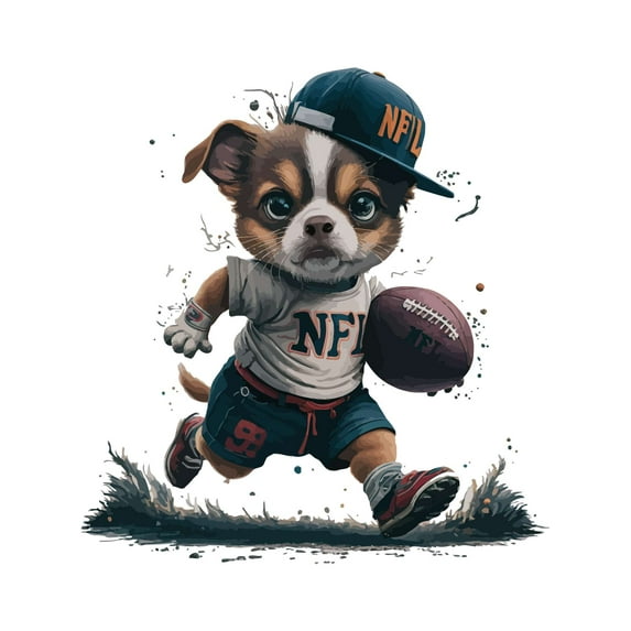 Nfl Cute Cartoon Dog Playing Football Animals Wall Art Sticker Designs ...