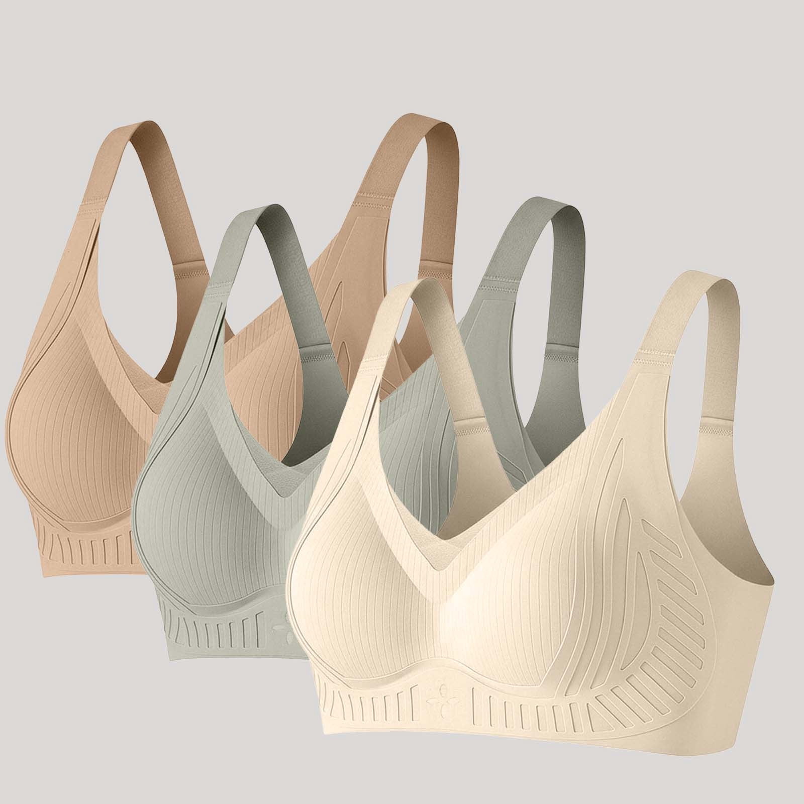 Nfurl 3 Pack Jelly Bras for Women Comfy Wireless Full Coverage Anti ...