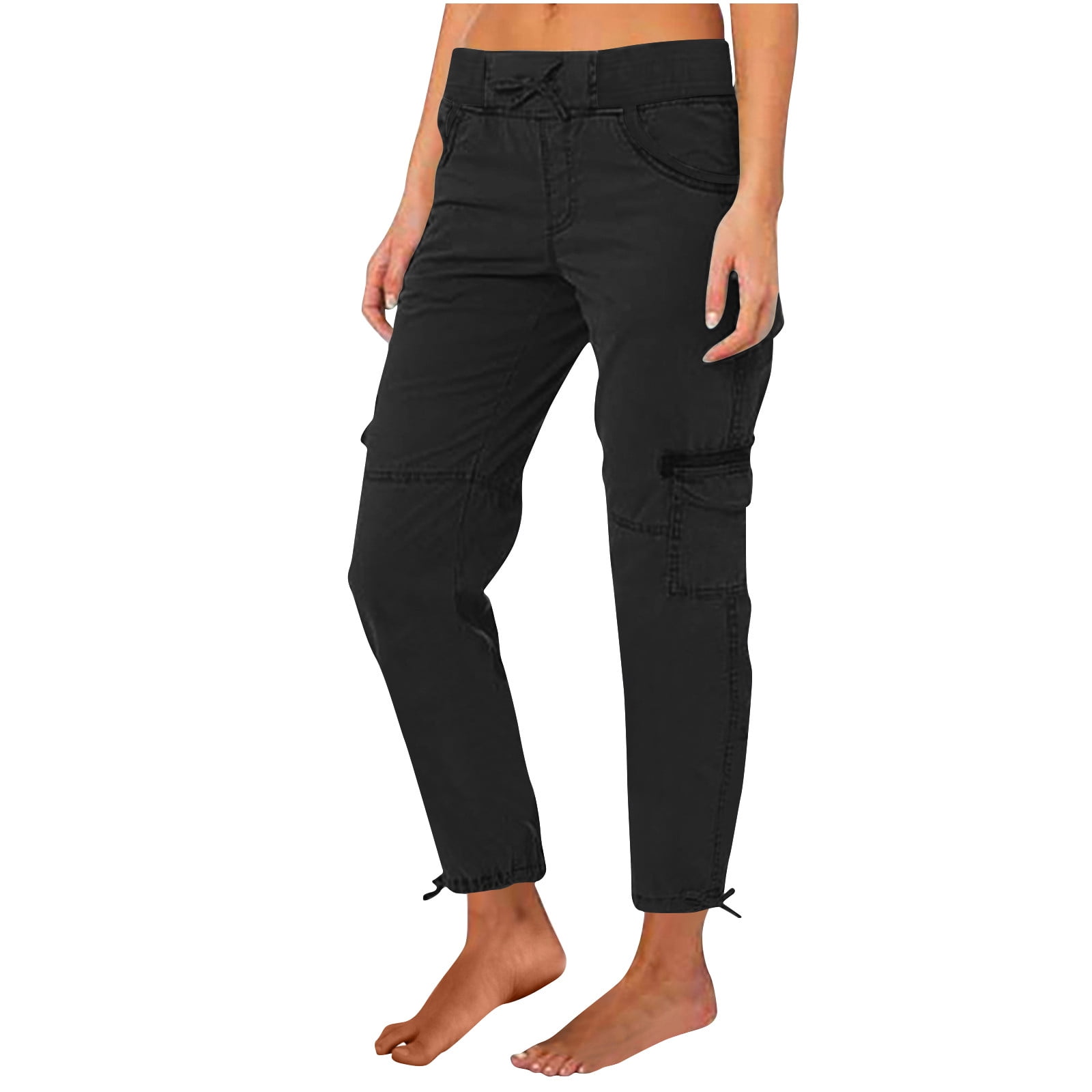 Nfurl High Waist Cargo Pants for Women Work Sweatpants Ankle Cuffs ...