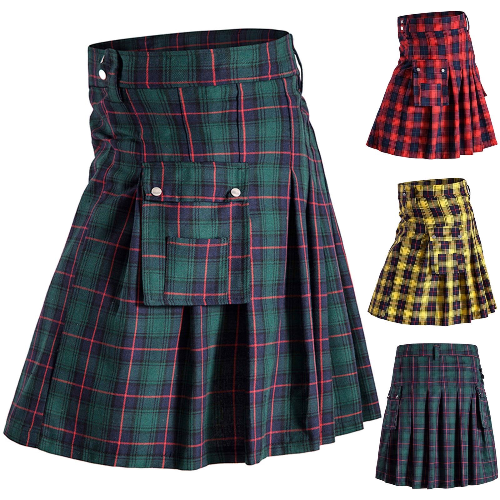 Nfurl Mens Utility Kilt Pin Scottish Tartan Apparel Black & Irish ...