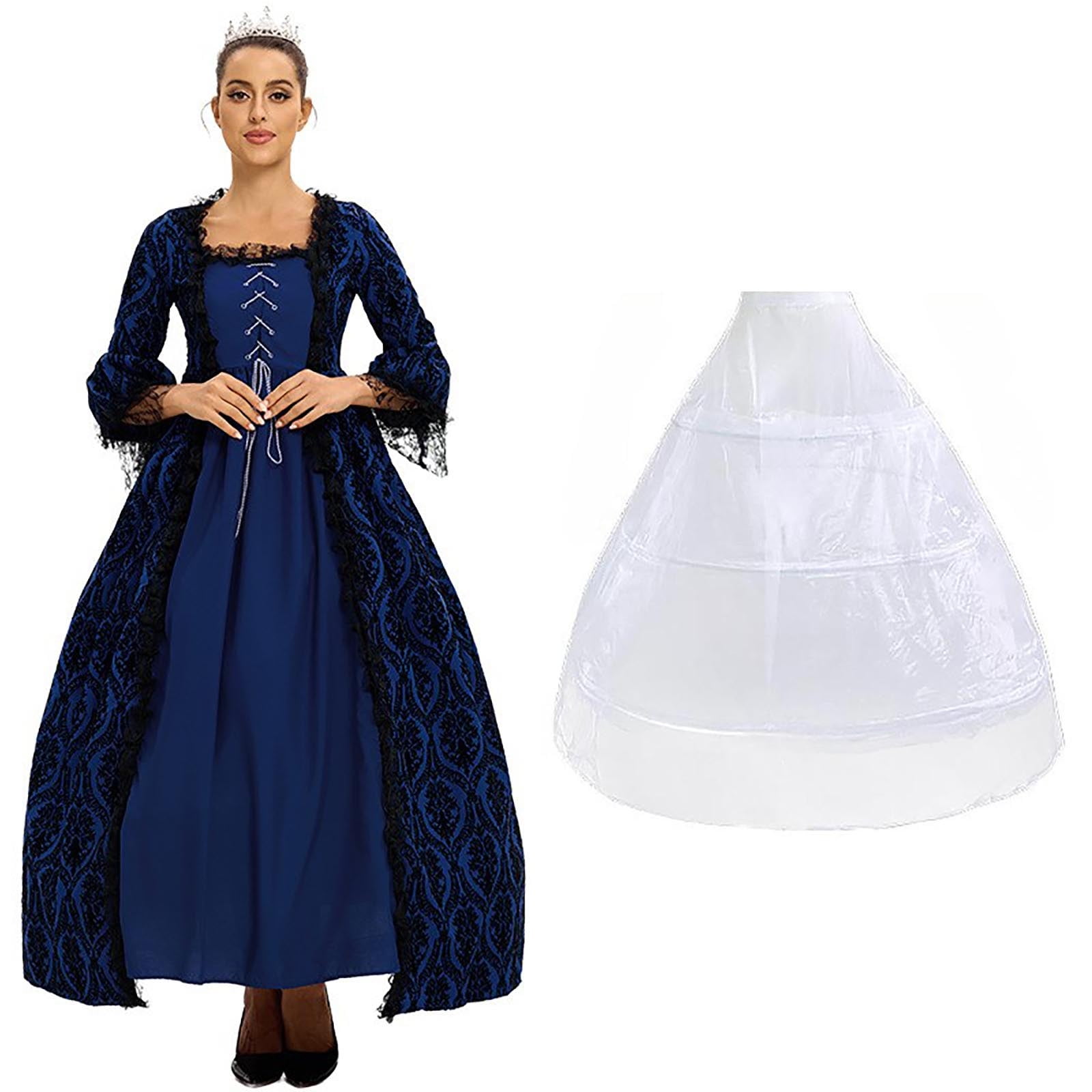 Nfurl Plus Size Renaissance Dresses for Women with Bustle Bell Sleeve ...