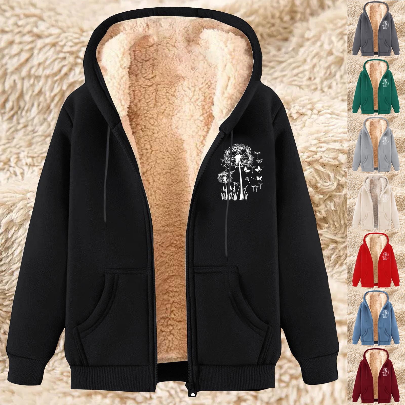 Nfurl Warm Fleece Lined Hoodies for Women Soft Long Sleeve Graphic ...