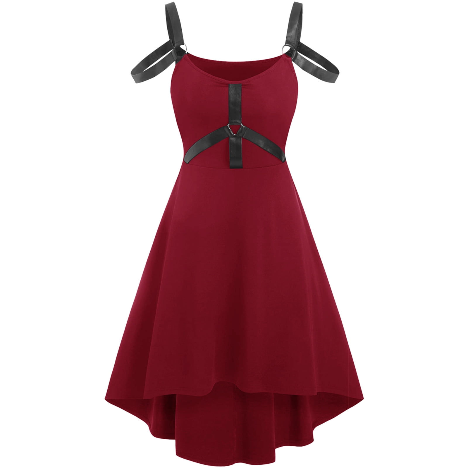 Nfurl Women's Punk Dresses Elegant Strap Sleeveless Dress Retro Off ...