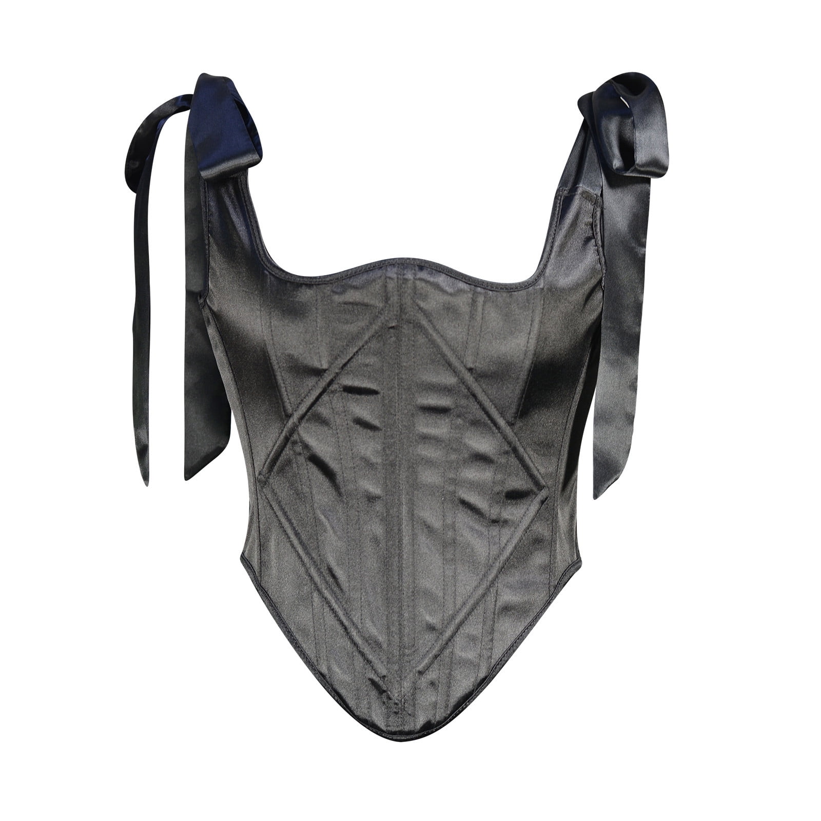 Nfurl Womens Lace Up Satin Corset Bustier Push Up Boned Corset ...