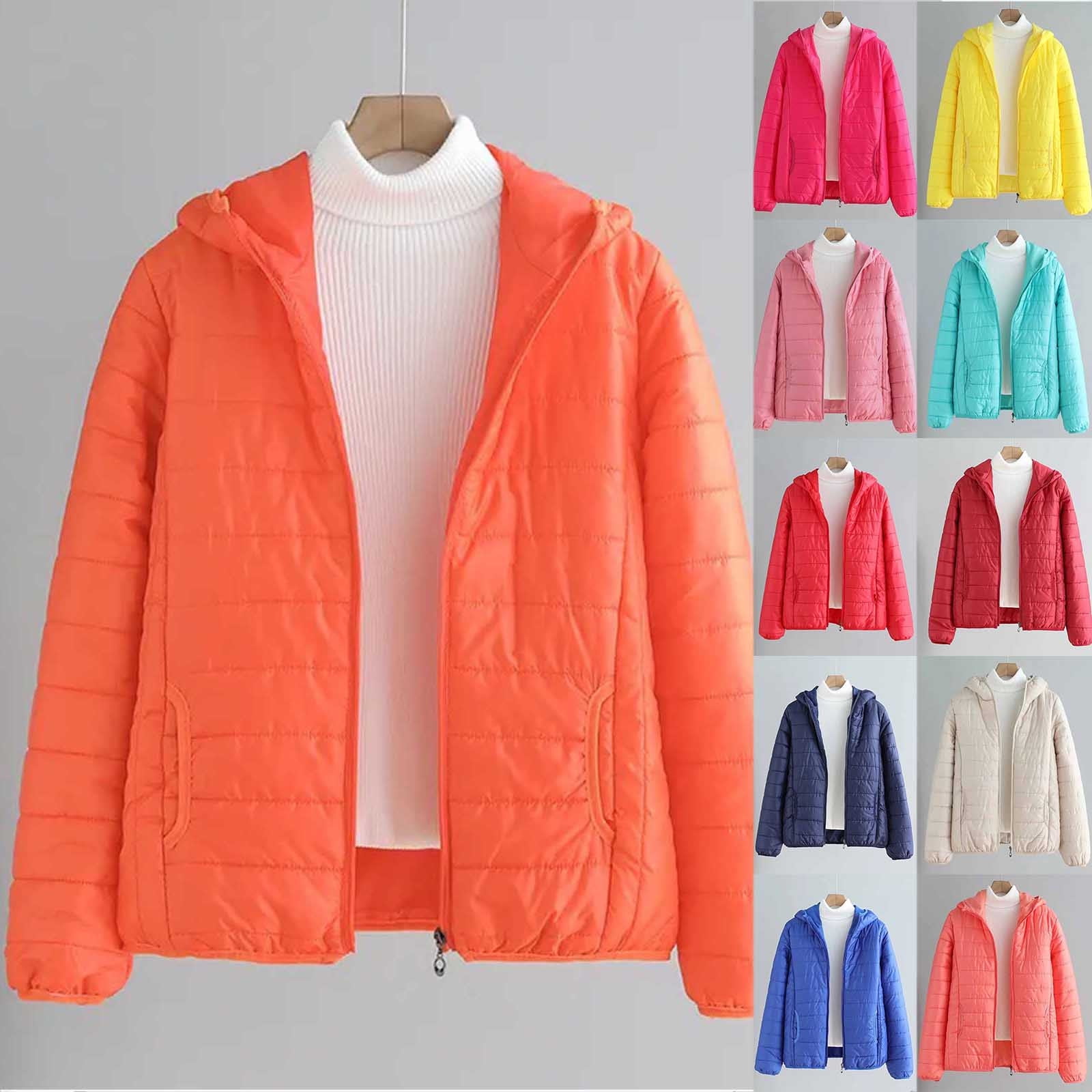 Nfurl Womens Lightweight Quilted Jackets Loose Fit Long Sleeve Zip Up ...