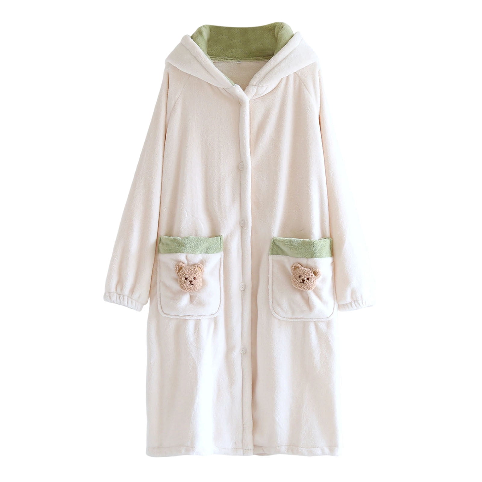 Nfurl Womens Snap Front Housecoats with Pockets Comfy Solid Color Long ...