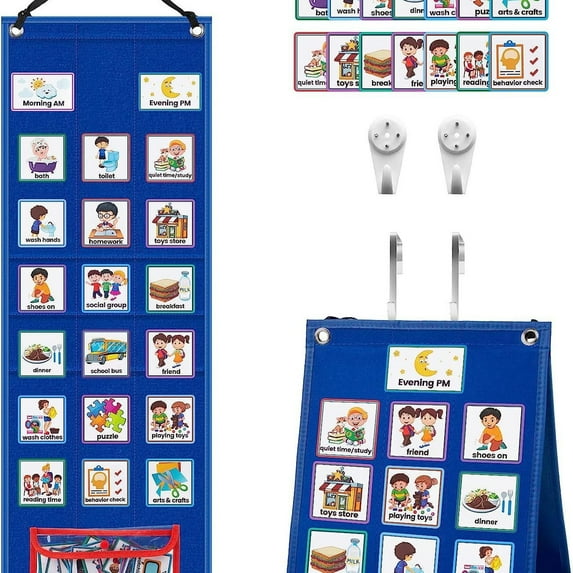 Ngardk Visual Schedule for Kids, 2-in-1 Board with Cards, Daily Routine ...