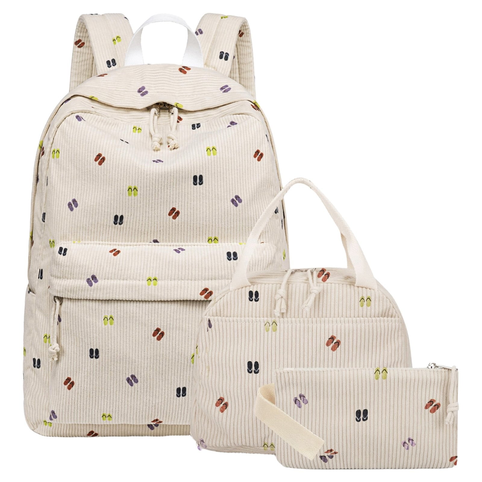 Ngheia Claerance! Beige Slipper Pattern Schol Bag Set, Includes ...