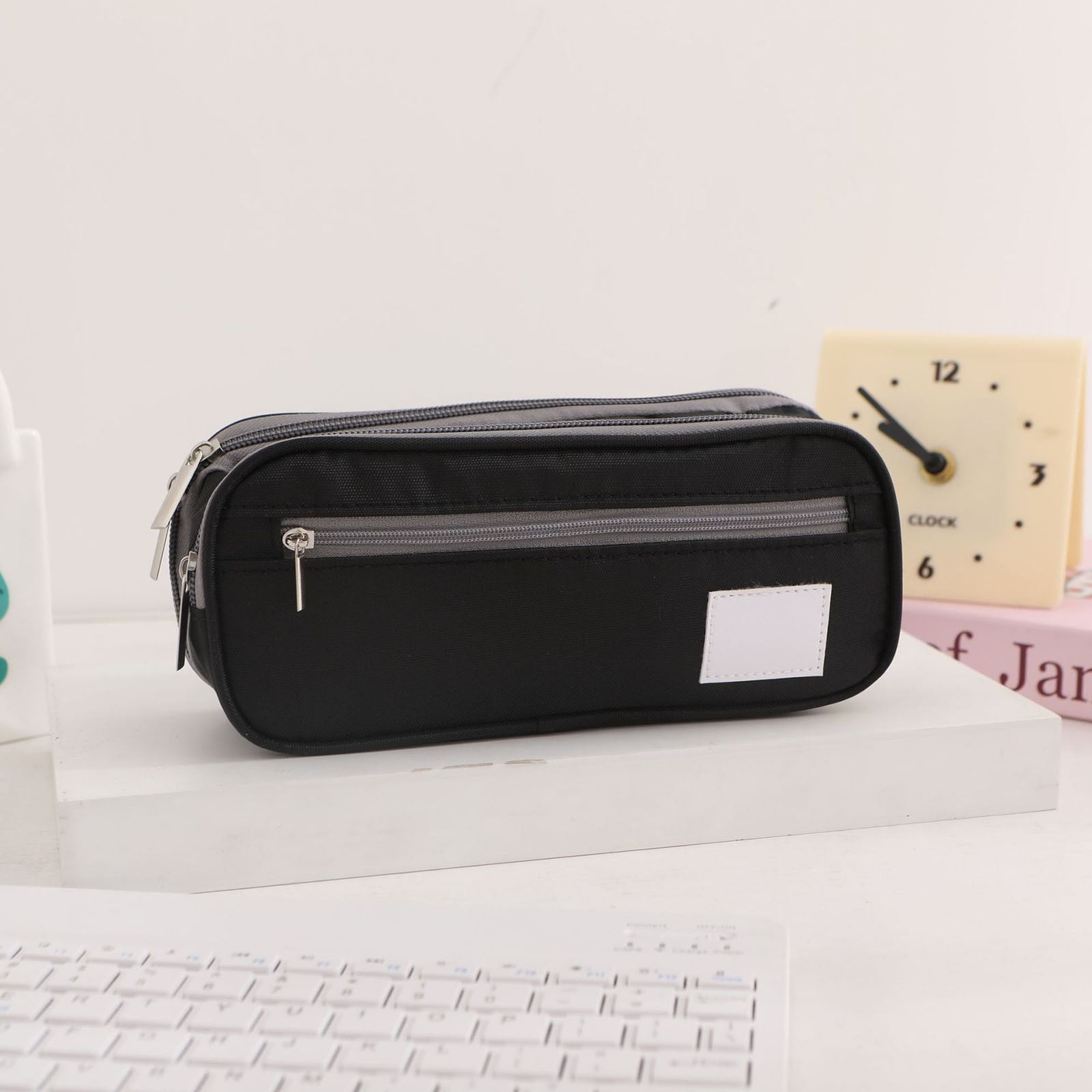 Ngheia Contrast Black Pencil Case - Korean Style Storage for Pens ...