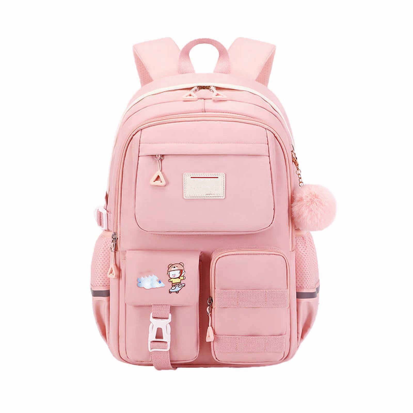 Ngheia Pink Large Capacity Scholbag for Primary, Middle and High Schol ...