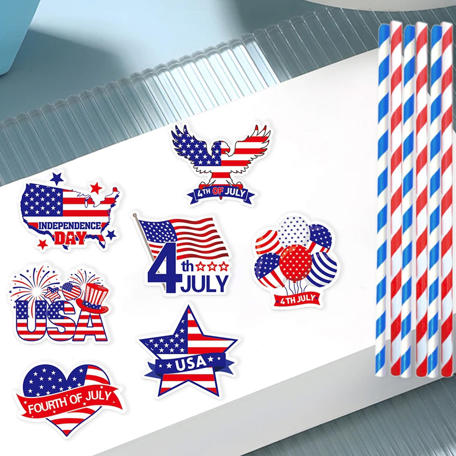 Nhthy Independence Day Straw Inserts, DIY Party Decorative Straws ...