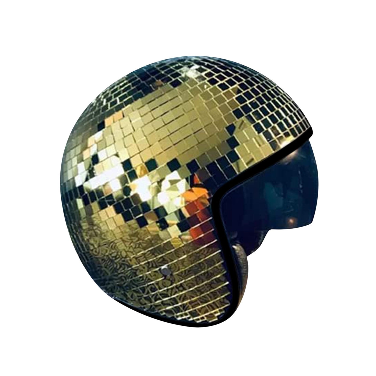 Nhthy Mirror Ball Helmet with Retractable Visor, Handcrafted Disco Party Helmet, Reflective ...