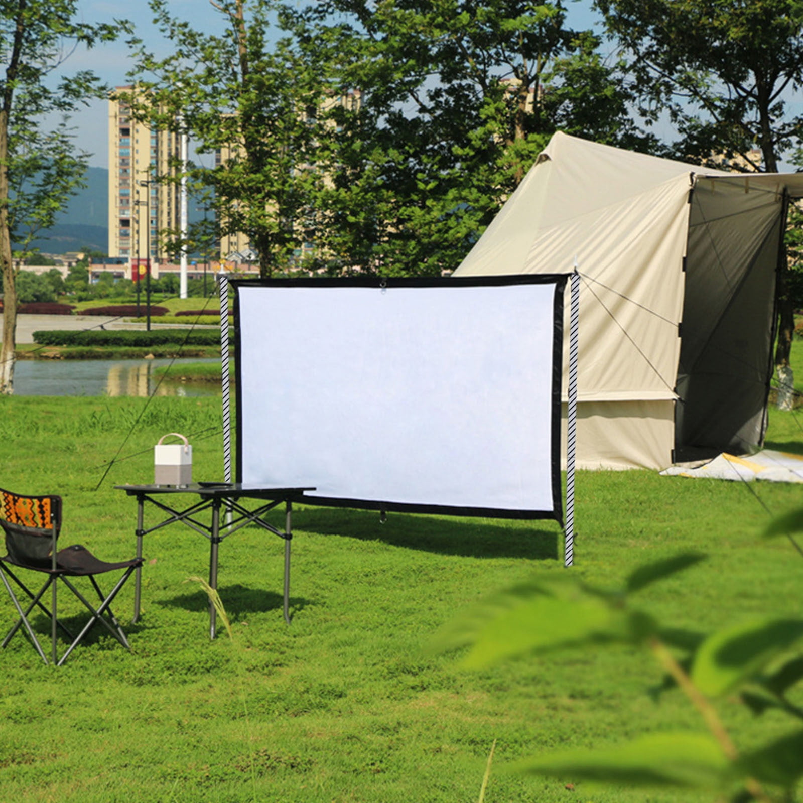 Nhthy Portable Projector Screen, 130 Inch, Anti-Wrinkle, 16:9 Outdoor ...