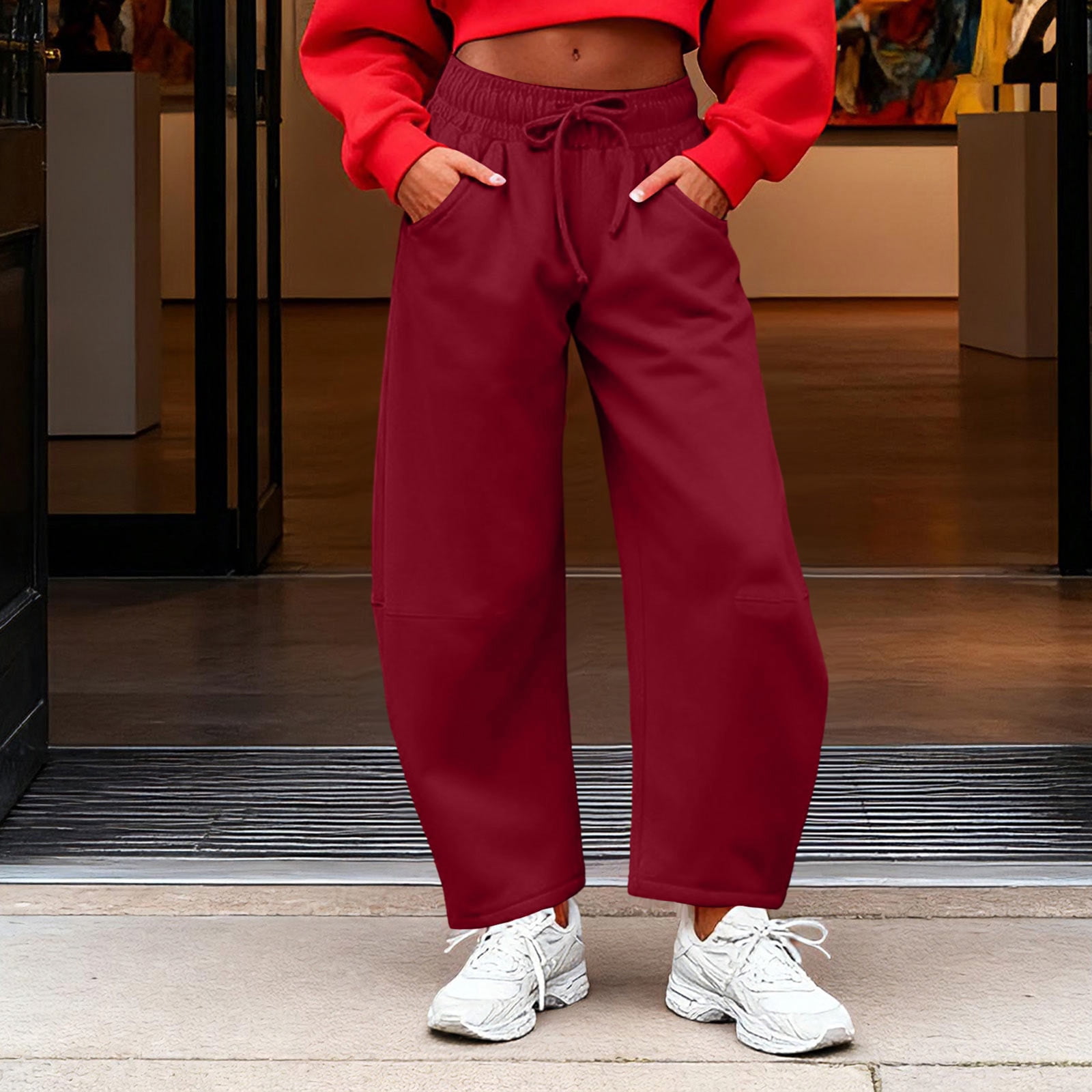 Nhthy Women's Fashion Sweatpants Wide Leg Winter Warm Baggy Sweat Pants ...