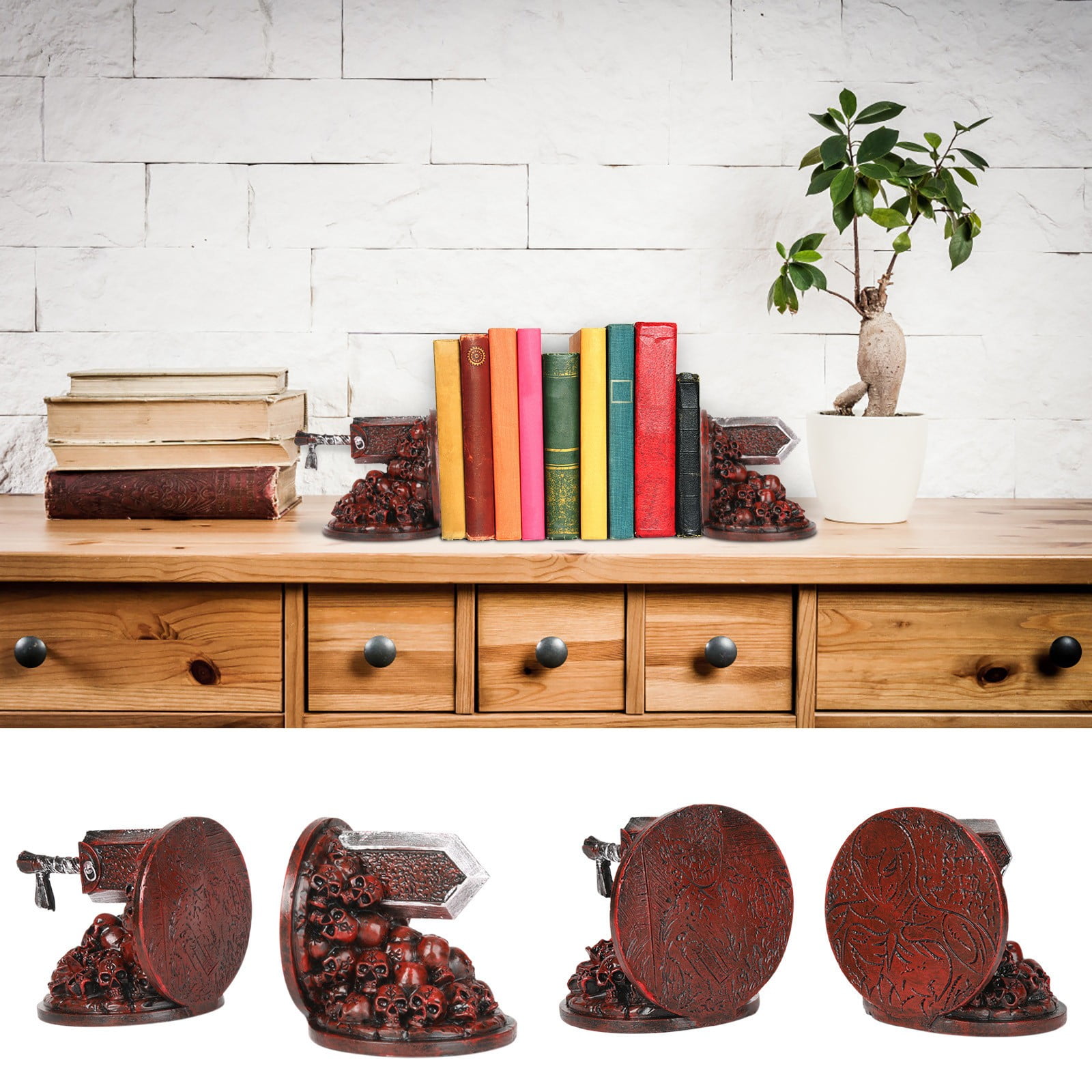 NhthyT Cosmic-Themed Resin Bookends with Magnetic 'Sword through Book ...