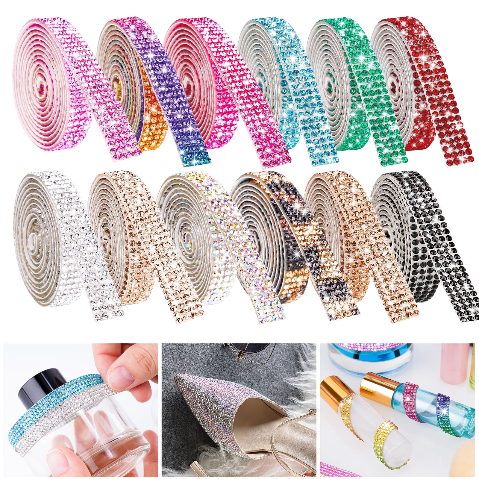 NiArt Self Adhesive Crystal Rhinestone Diamond Ribbon 12 Rolls 0.9cm ...