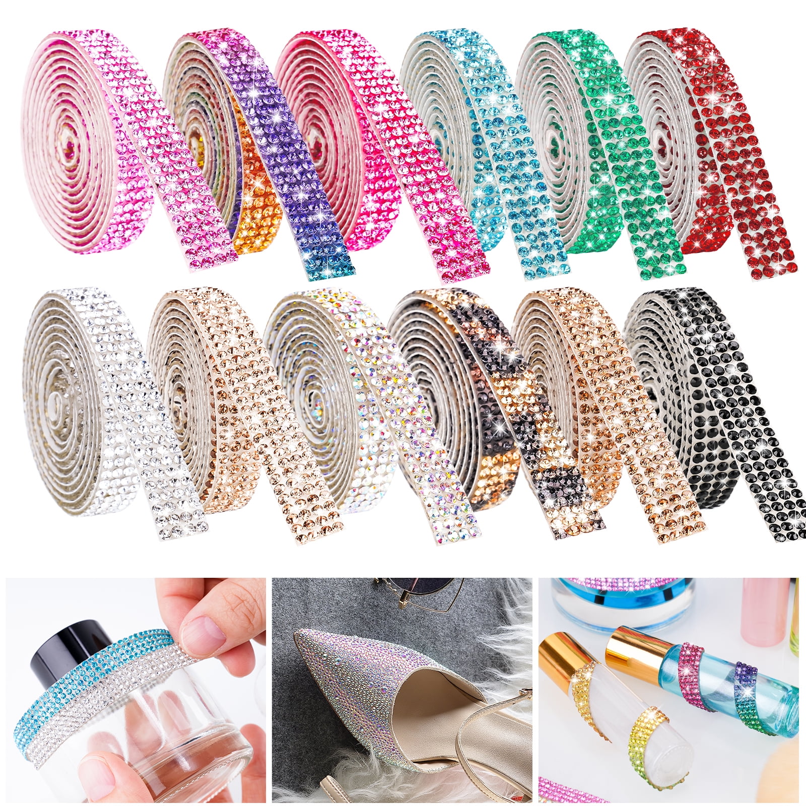 NiArt Self Adhesive Crystal Rhinestone Diamond Ribbon 12 Rolls 0.9cm ...