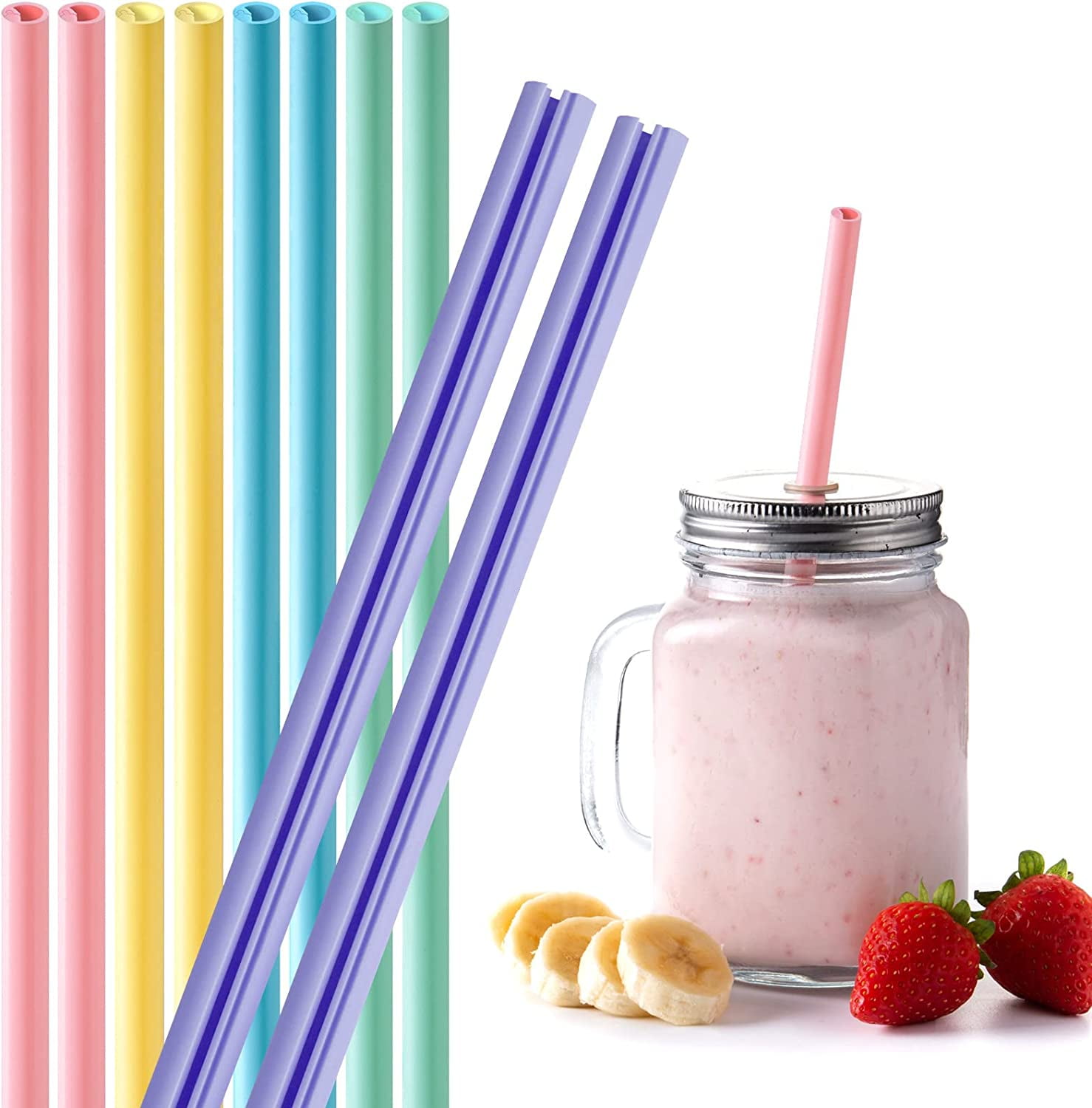 NiHome 10-Pack Reusable Silicone Straws Openable Design Easy to Clean ...