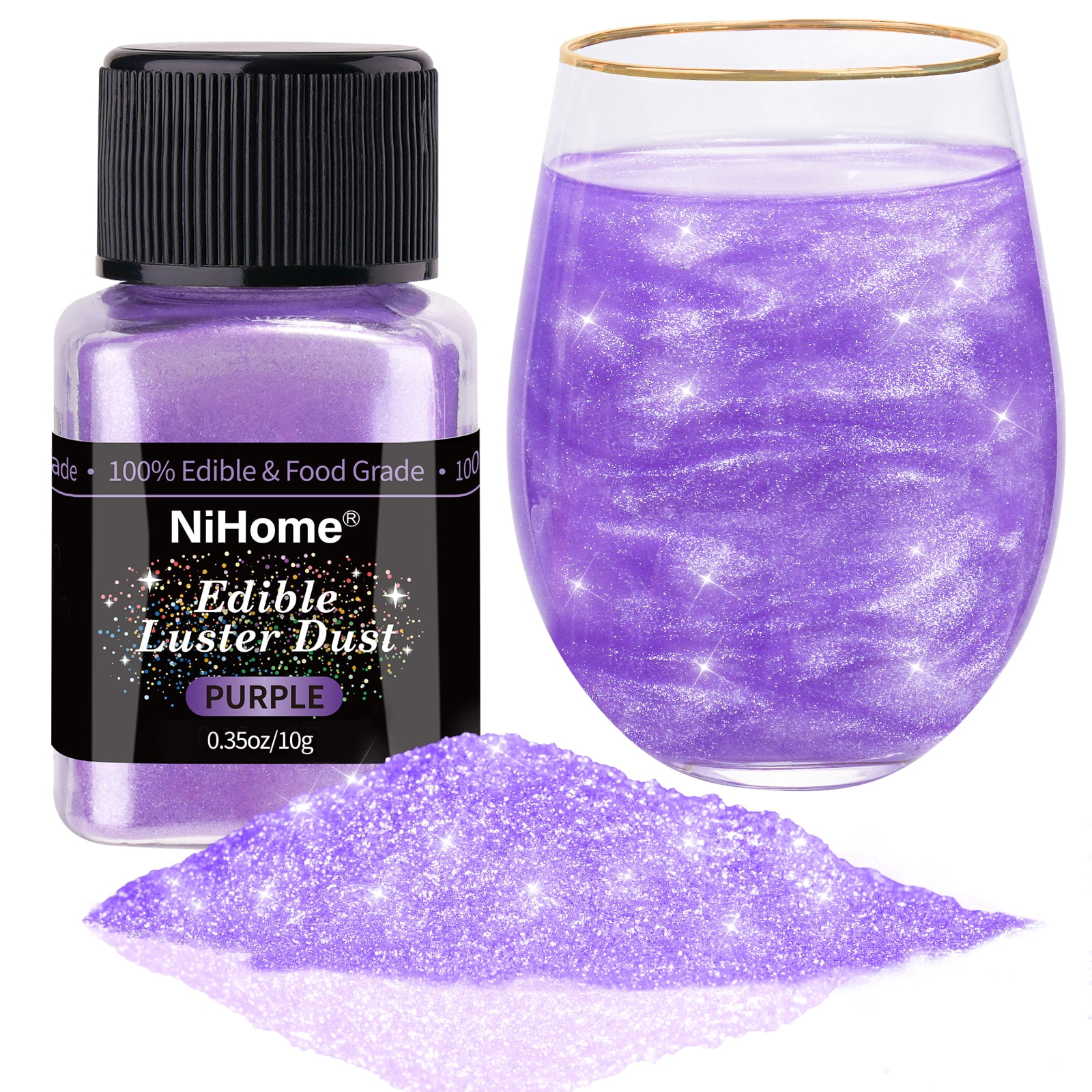 NiHome Edible Food-Grade Glitter Powder Glimmer Luster Dust Metallic ...