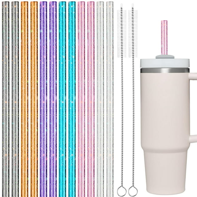 NiHome 12 Pack BPA-Free Replacement Straws for 40 oz Tumbler, Assorted ...