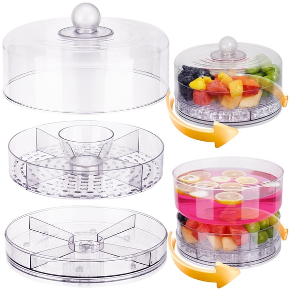 NiHome Rotating Snack Tray with Lid and Compartments, Portable BPA-Free ...