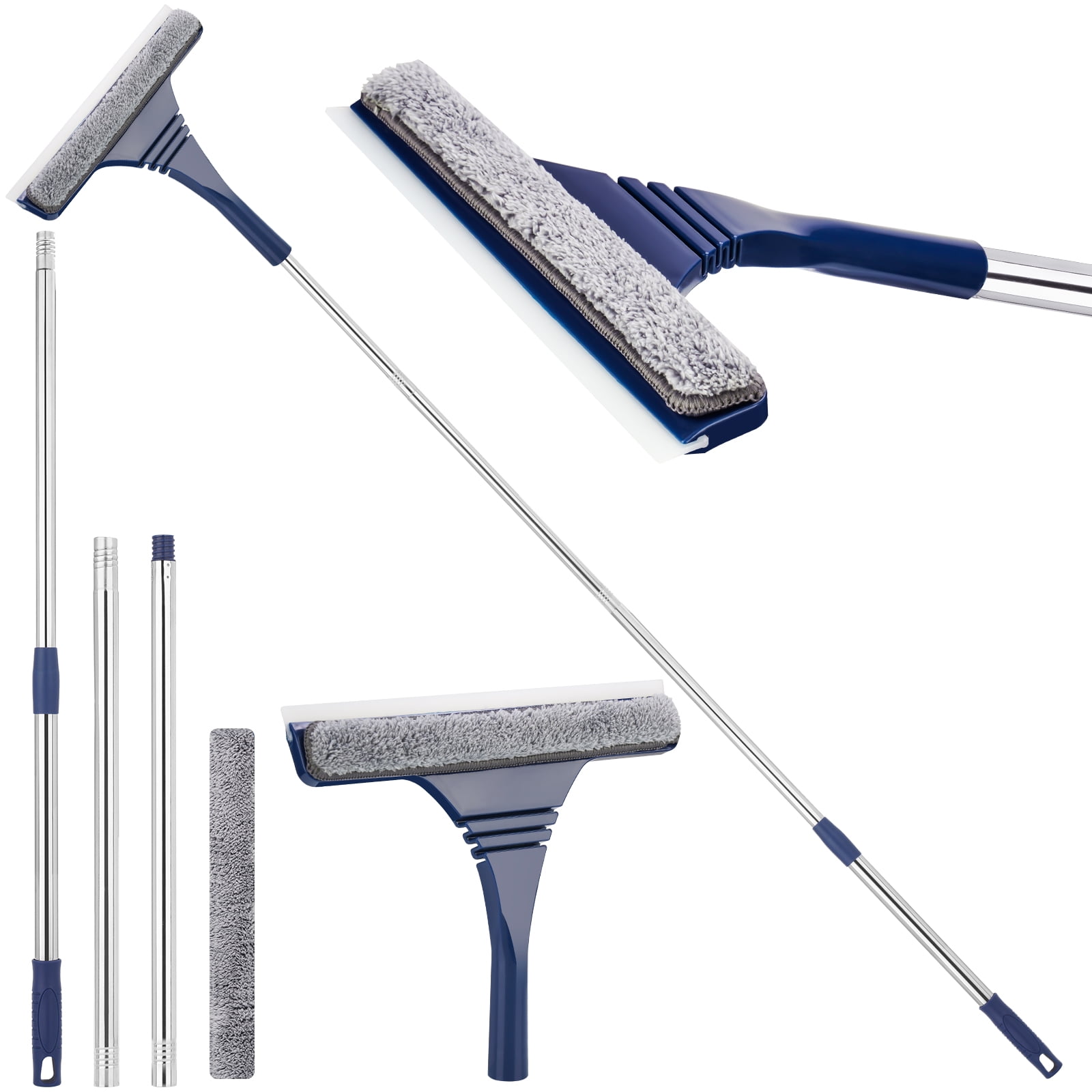 NiHome 2-In-1 Window Squeegee with 67-Inch Extension Pole, Adjustable ...