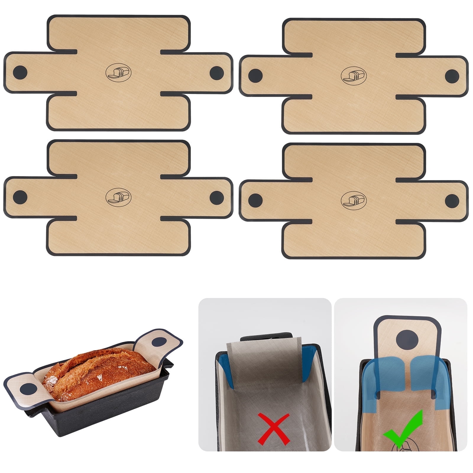 NiHome 4-Pack Silicone Bread Loaf Pan Liners, Reusable Nonstick ...
