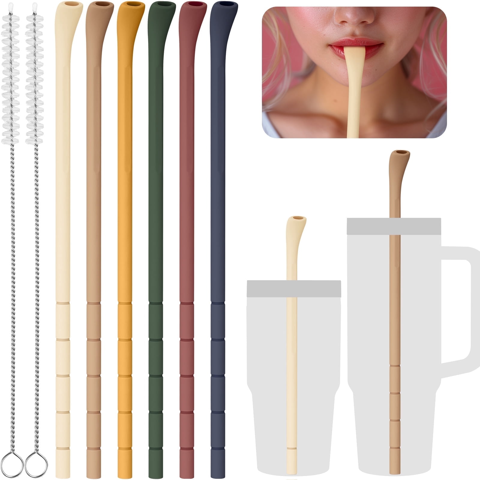 NiHome 6PCS Silicone Anti-Wrinkle Straws Compatible with Stanley 40oz ...