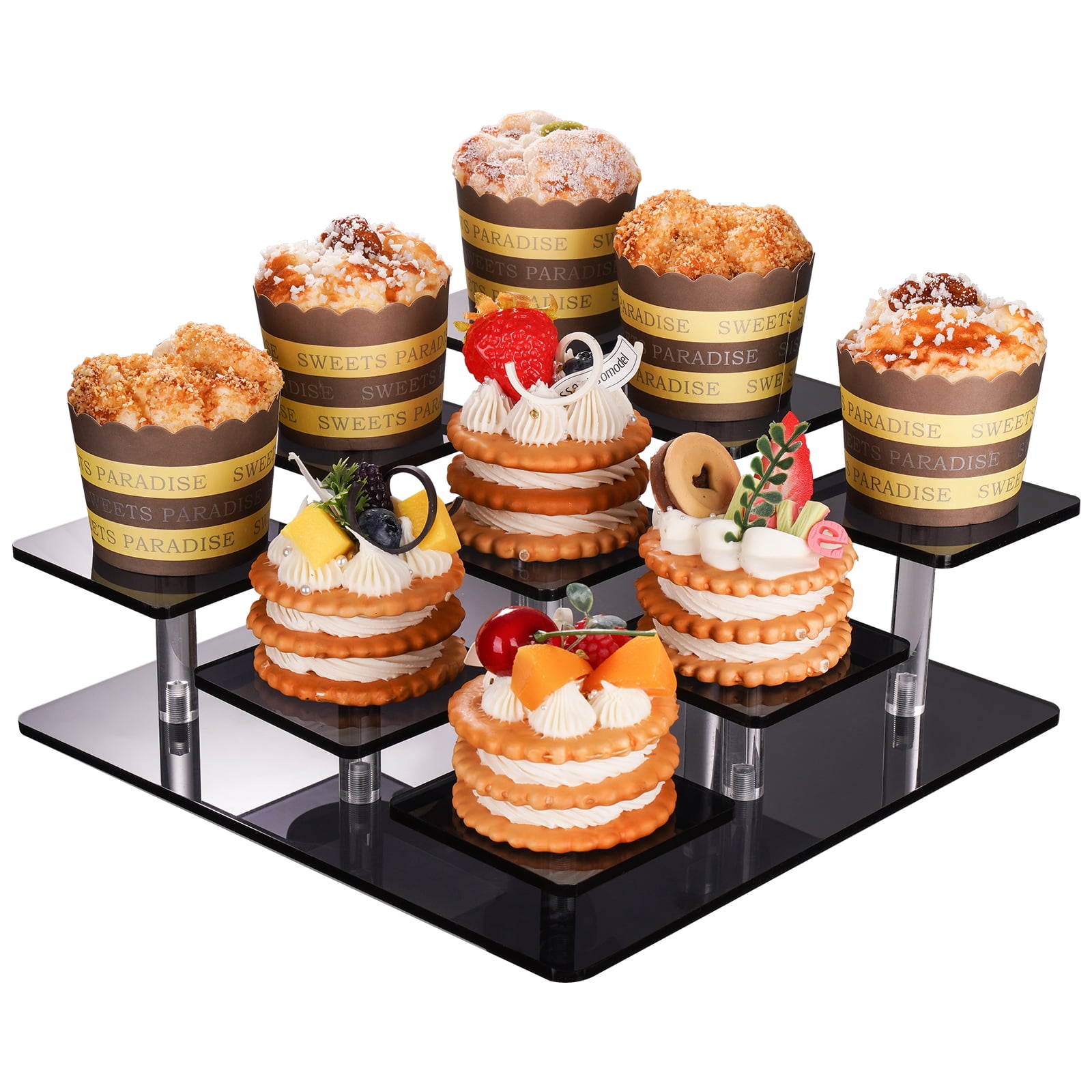 NiHome Acrylic Display Stand, 9-Tier Clear Shelf for Countertop Cabinet ...