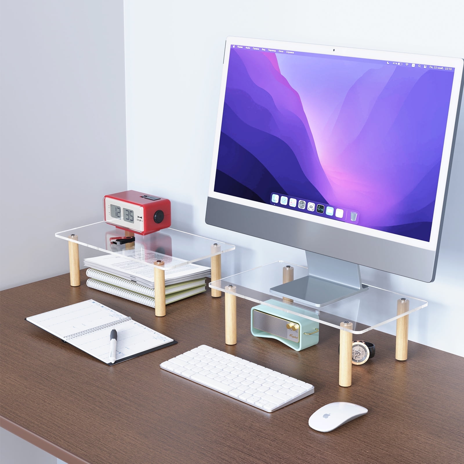 NiHome Acrylic Monitor Stand Risers Set of 2 for Office Laptop ...